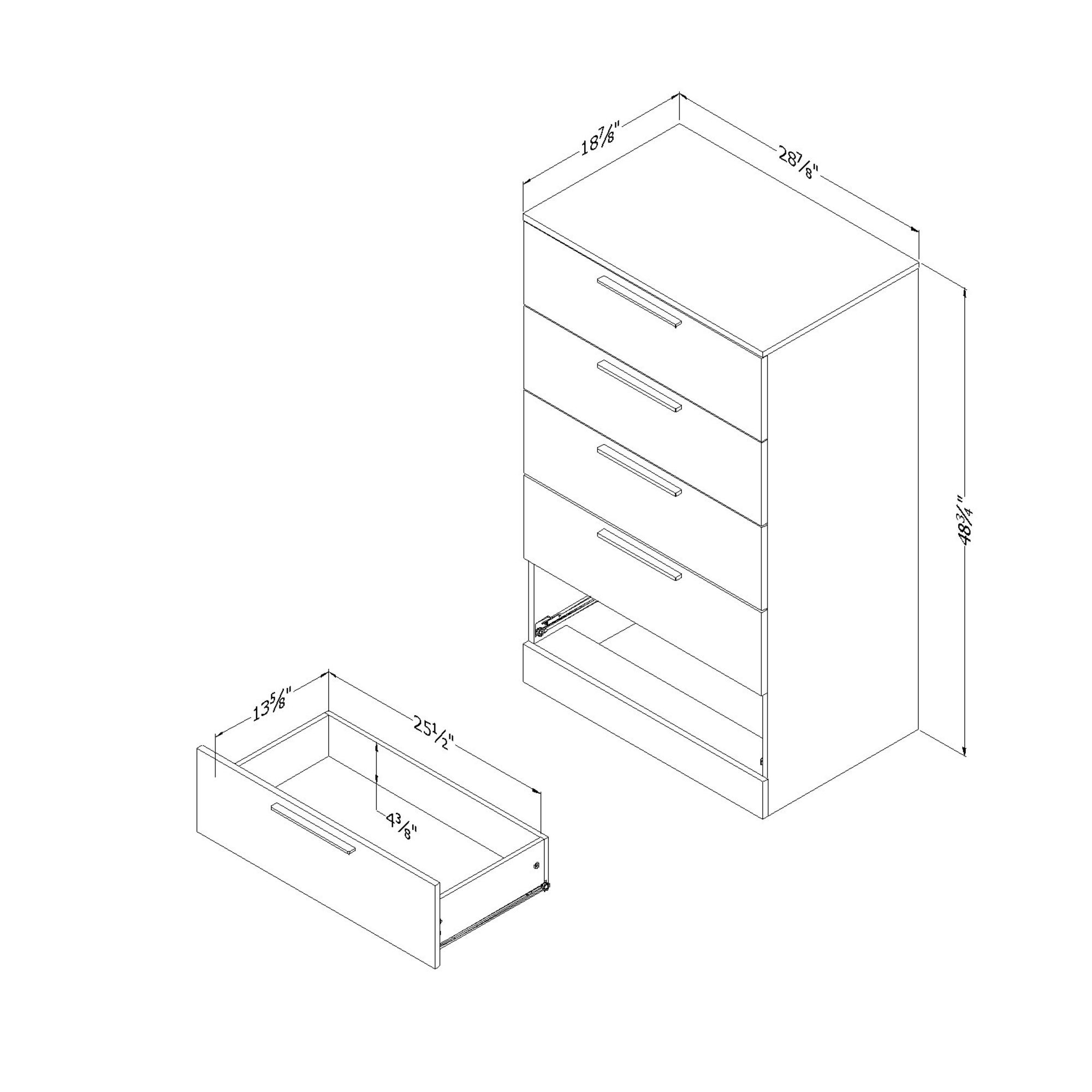 South Shore Step One Essential 5-Drawer Chest, Gray Oak, 29x 19 x 48.75 inches