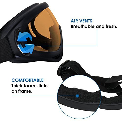 SPOSUNE Motorcycle Goggles for Men Women,Airsoft Goggles UV400 Protective Light Anti-Glare Detachable Lenses Windproof Dustproof Ski Goggles Safety Goggles