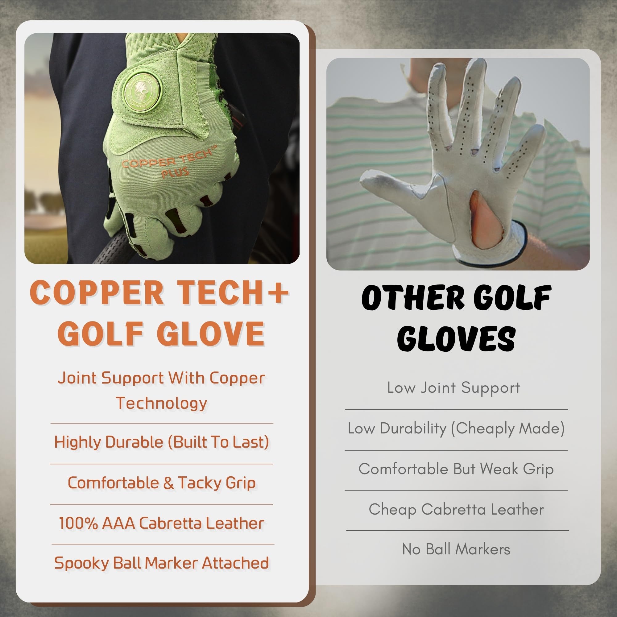 XEIRPRO Copper Tech Men's Golf Gloves - Skeleton Pattern with Ball Marker β Perfect for Summer - Copper Infused Mens Golf Gloves (Green/Black, XL, Left)
