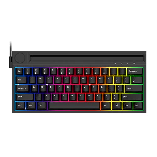 YUNZII Ajazz K620T Wireless Mechanical Keyboard with Integrated Stand Phone Holder with 61 Keys,RGB Backlit, Volume Botton, and PBT Keycaps for Win/Mac/Gaming (Pink Switch, Black)
