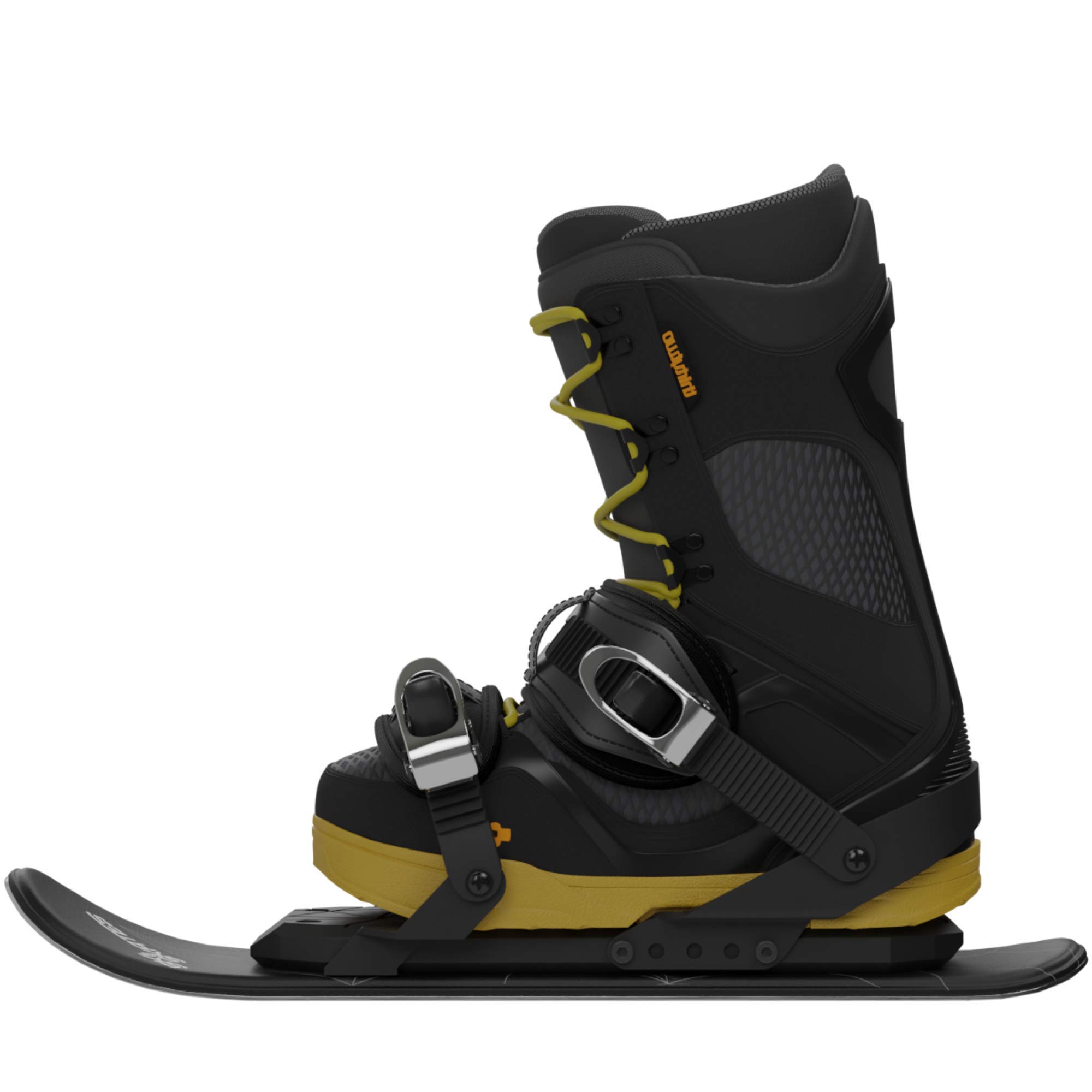 Skiskates - Short Mini Ski Skates for Snow | Skating Skis Snowblades Skiboards | Ice Skates for Snow | Shortest Skis Ever (Black | for Snowboard Boots)