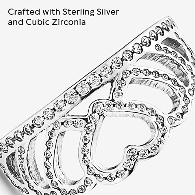 Pandora Jewelry Hearts Tiara Cubic Zirconia Ring in Sterling Silver, Size 5