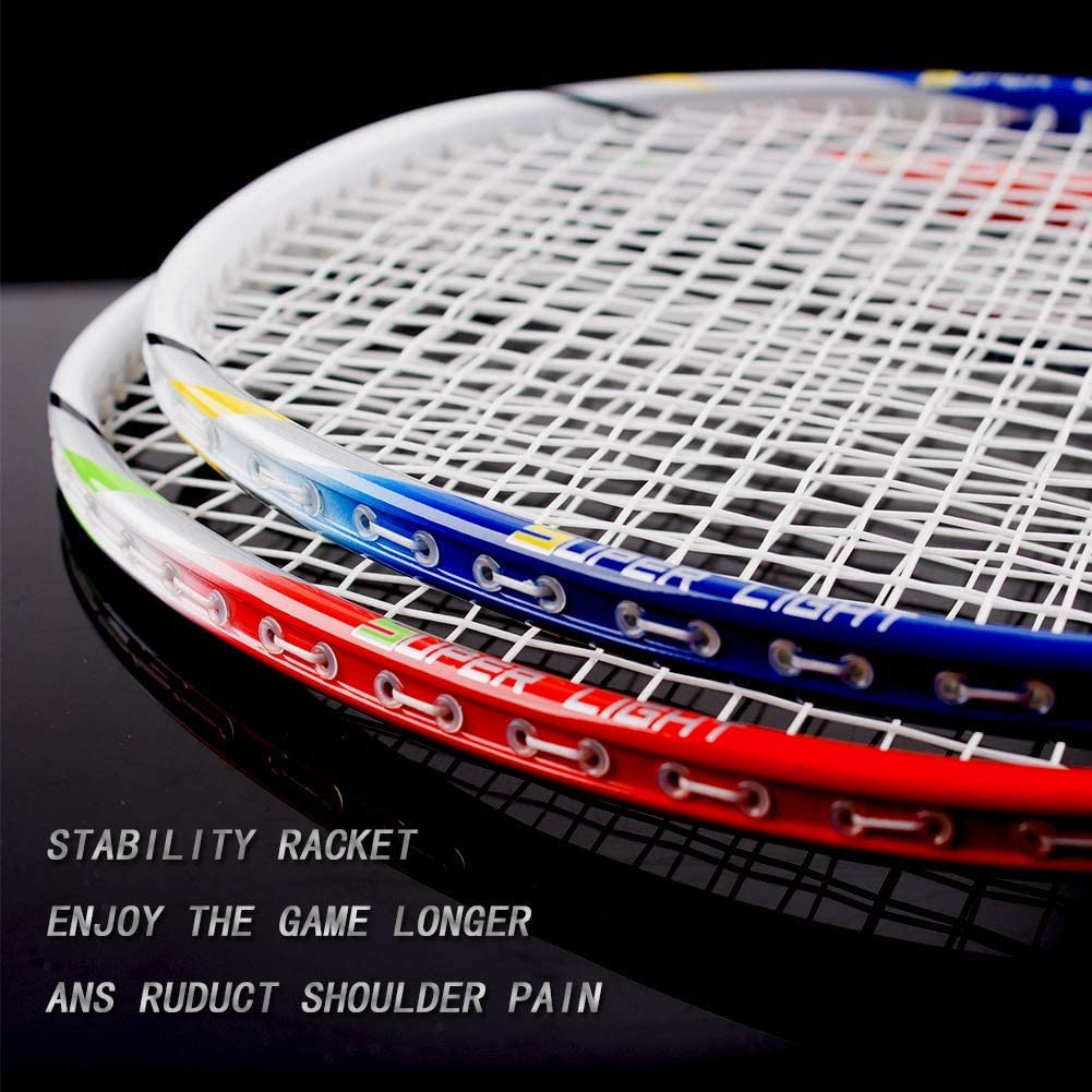 Senston Badminton Racket Set Badminton Rackets + 6 Pack Shuttlecock and 2 Overgrips(Random Color)