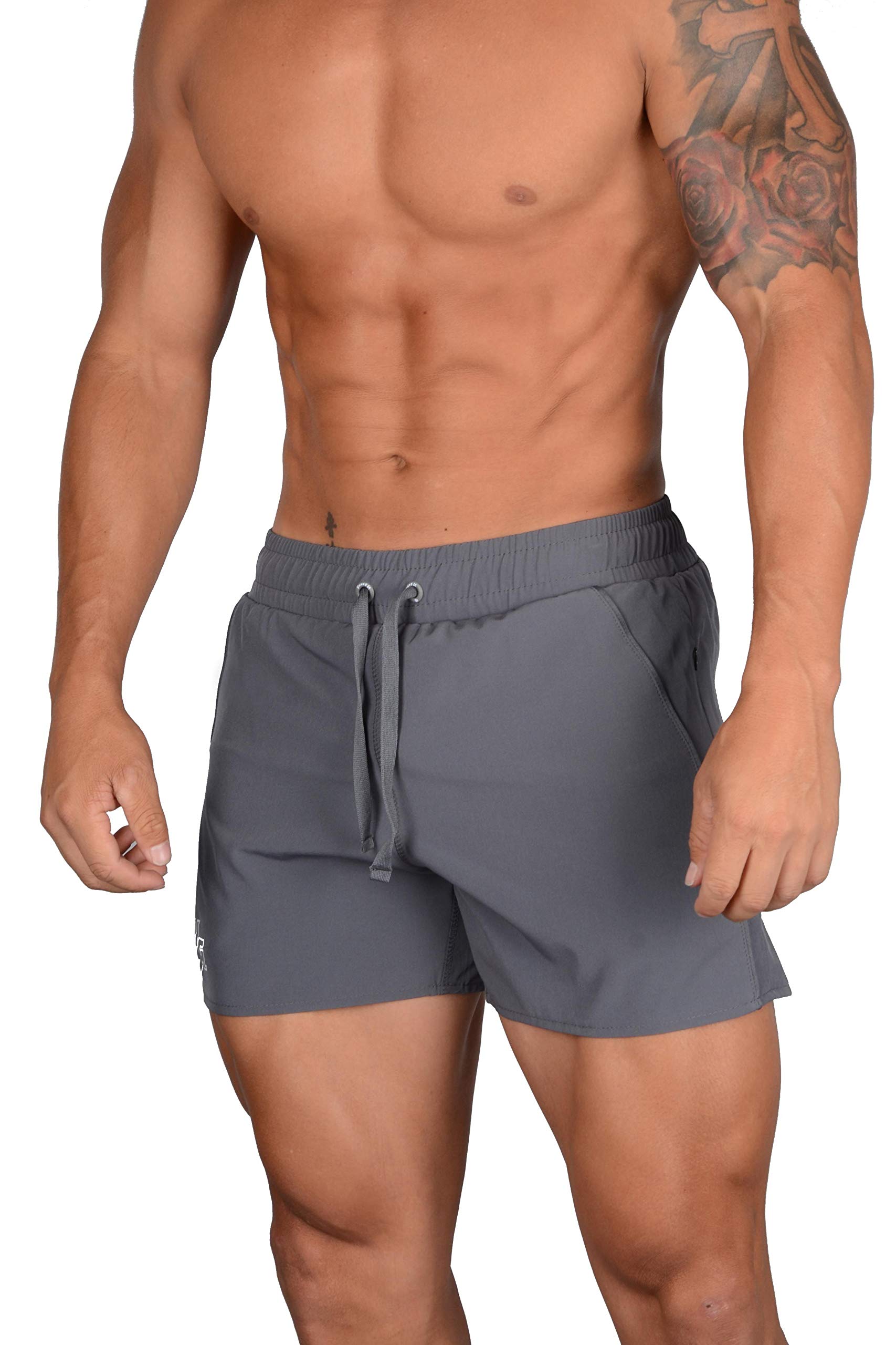 YoungLA Men's Bodybuilding Gym Running Shorts 101 | All Grey X-Large