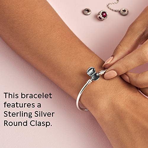 Pandora Moments Sterling Silver Ball Clasp Bangle for Women - Compatible Moments Charms - Bangle Charm Bracelet - Gift for Her - 6.7"