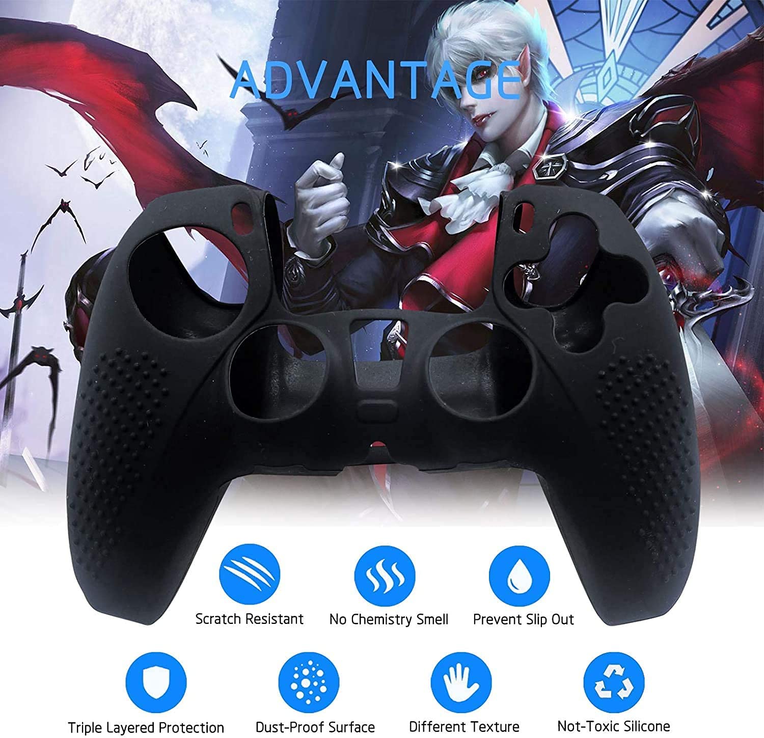 TUODAW Vinyl Sticker Pattern Decals Skin for PS5 Playstation 5 Console and 2 Controllers Skins (Disk Version, Black)