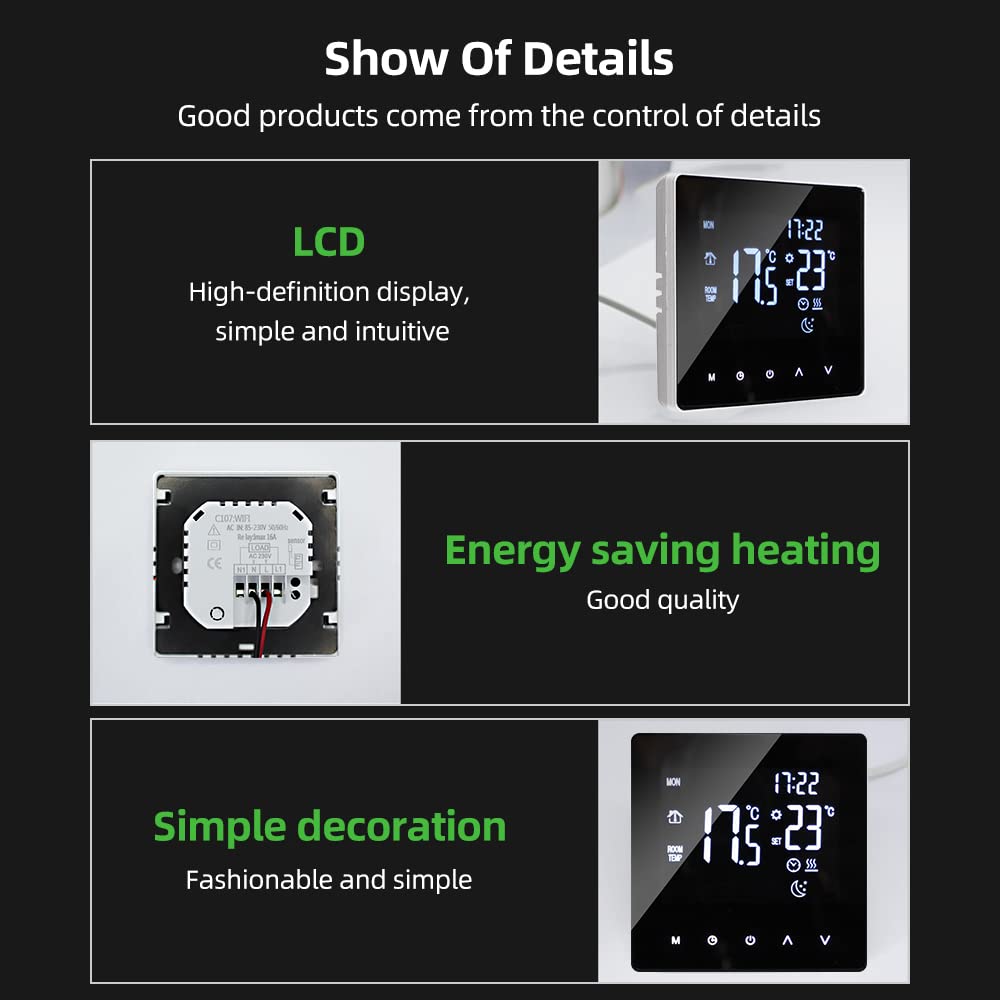 Smart Thermostat Electric Heating 0-99 (β) 16000 () Touch LCD Screen Floor Heating Controller 16A Electric Heating Film Heating Cable