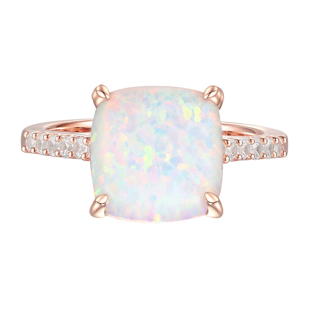 Tirafina 14K Yellow Gold over Sterling Silver 10mm Cushion Cut Solitaire Lab Created Emerald Ring with Lab Created Sapphire Sides