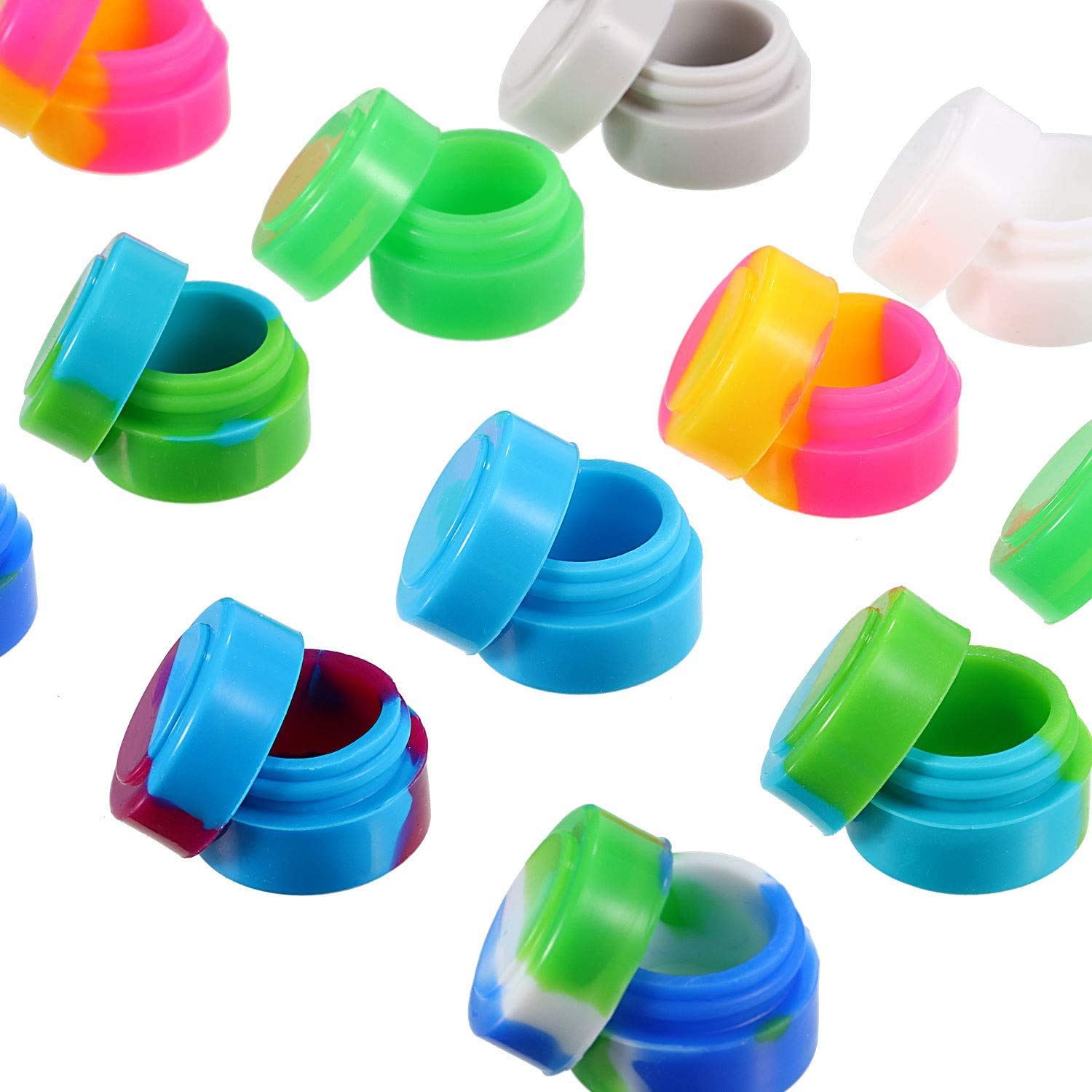 Yullmu 5ml Silicone Container Non-Stick Food Grade Oil Wax Concentrate Jars 20pcs (The Color is Random)
