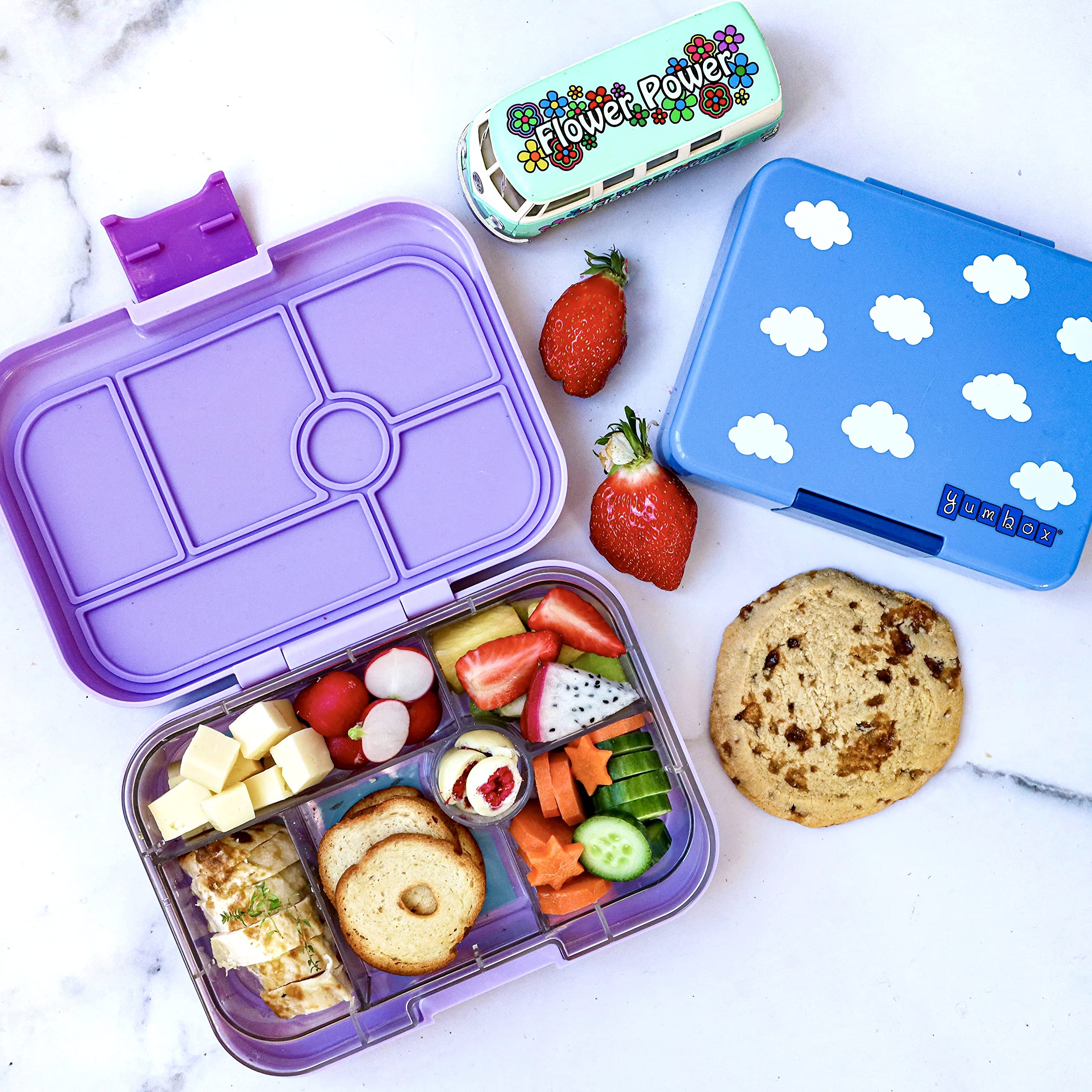 Yumbox Original - Leakproof Bento Lunch box for Kids (2-7 Years) with 5 Compartments, Easy-Open Latch, Optimal Portion Sizes & Removeable Paris Themed Tray (Lulu Purple)