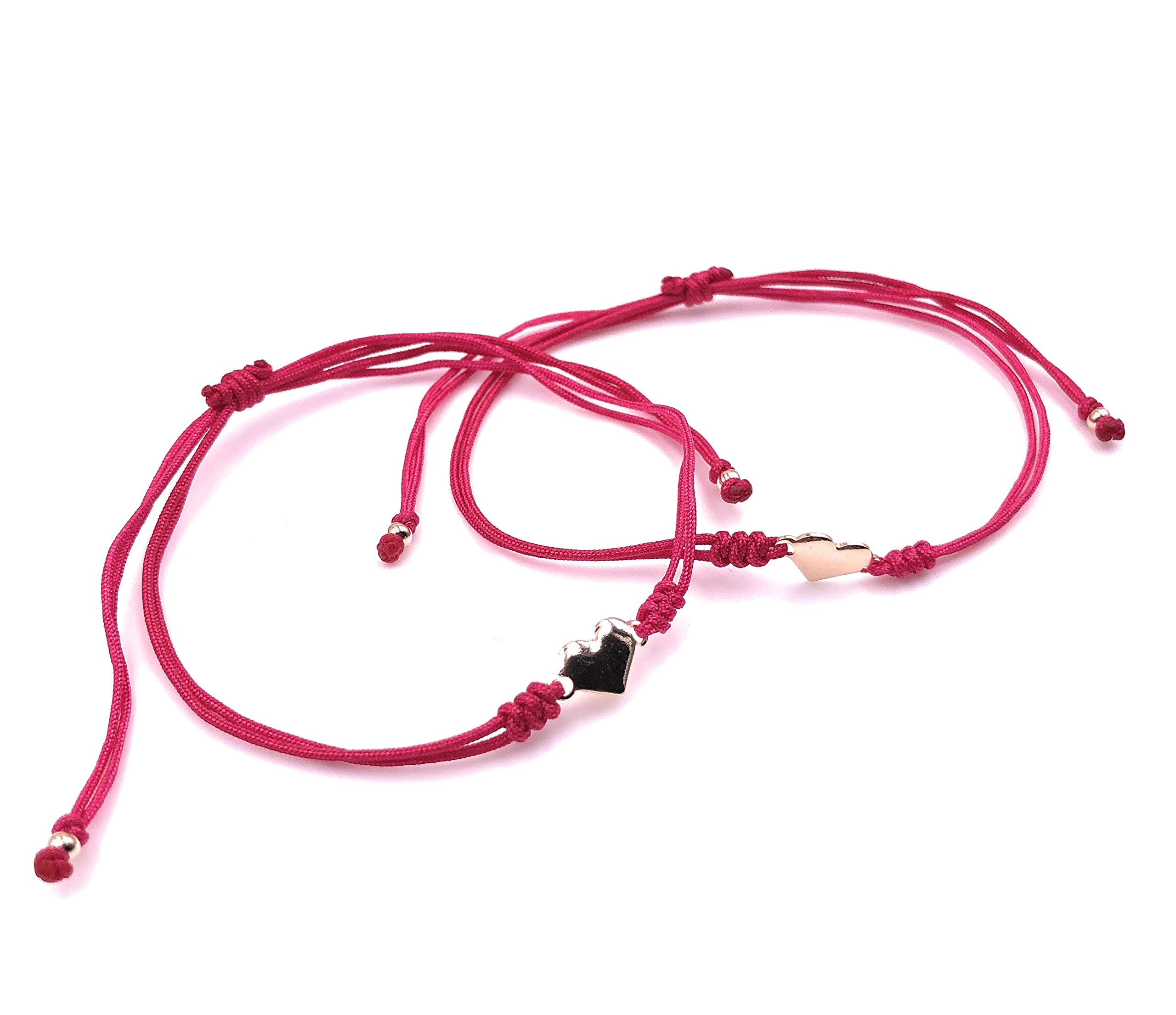 Set of 3 Back to School Mother and Two Daughters Matching Heart Bracelets