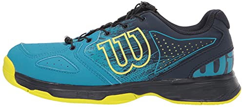 Wilson KAOS Junior QL Tennis Shoe, Barrier Reef/Navy Blazer/Lime Popsicle, 4.5 US Unisex Big Kid