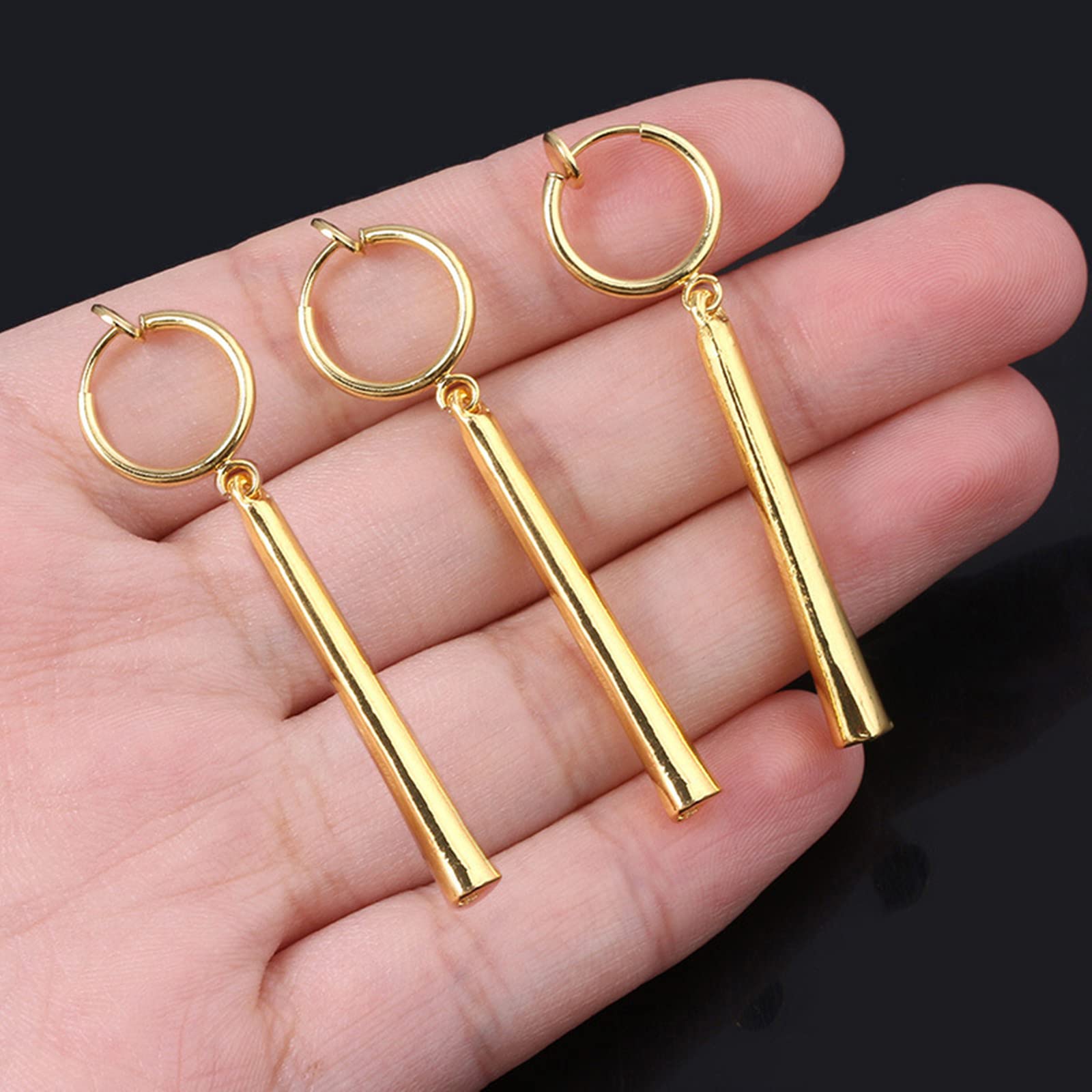 XHBTS One Piece Zoro Earrings - Gold Clip On Anime Cosplay Earrings for Anime Lovers 3 Set with Mini Cloth and Mini Box(Clip on)