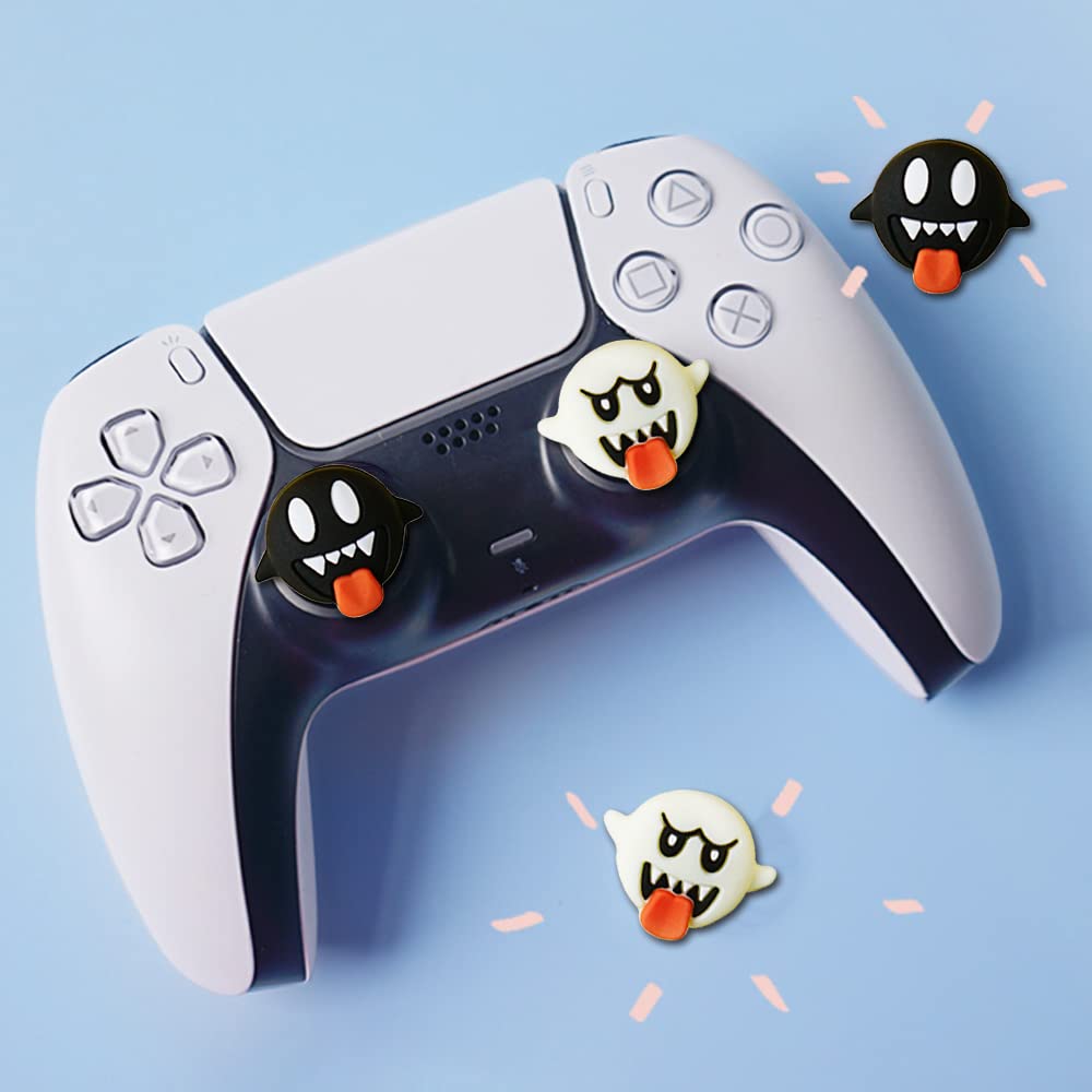 PERFECTSIGHT Halloween Skull Thumb Grip Caps for Playstation 4/5, PS5, PS4, Xbox Series X/S, Xbox One, Switch PRO Controller, 4PCS Kawaii Soft Rubber 3D Analog Thumbsticks Grips Joystick Cover