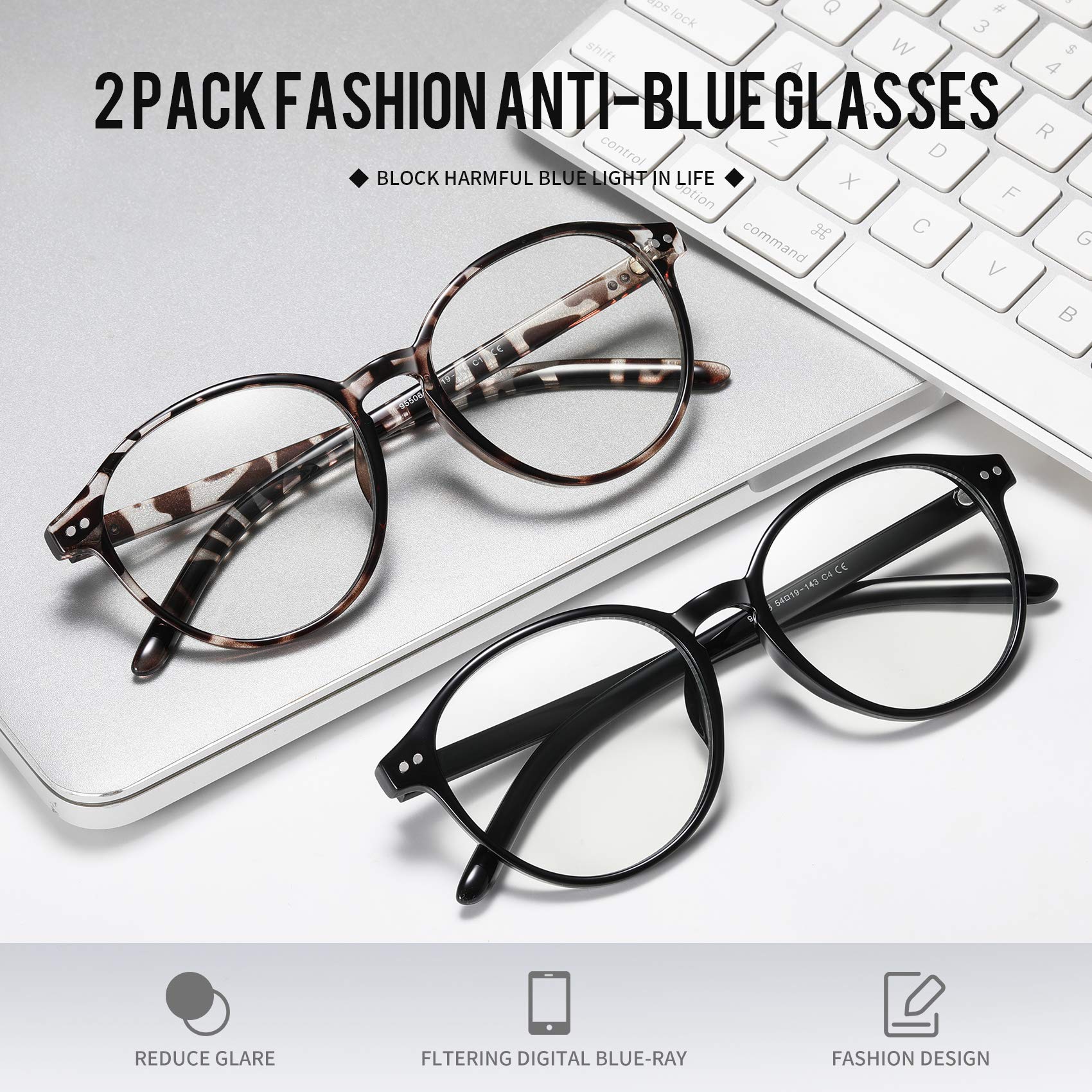 STORYCOAST Blue Light Blocking Glasses for Women Men,Round Frame Eyeglasses,Unisex Gaming Computer Glasses