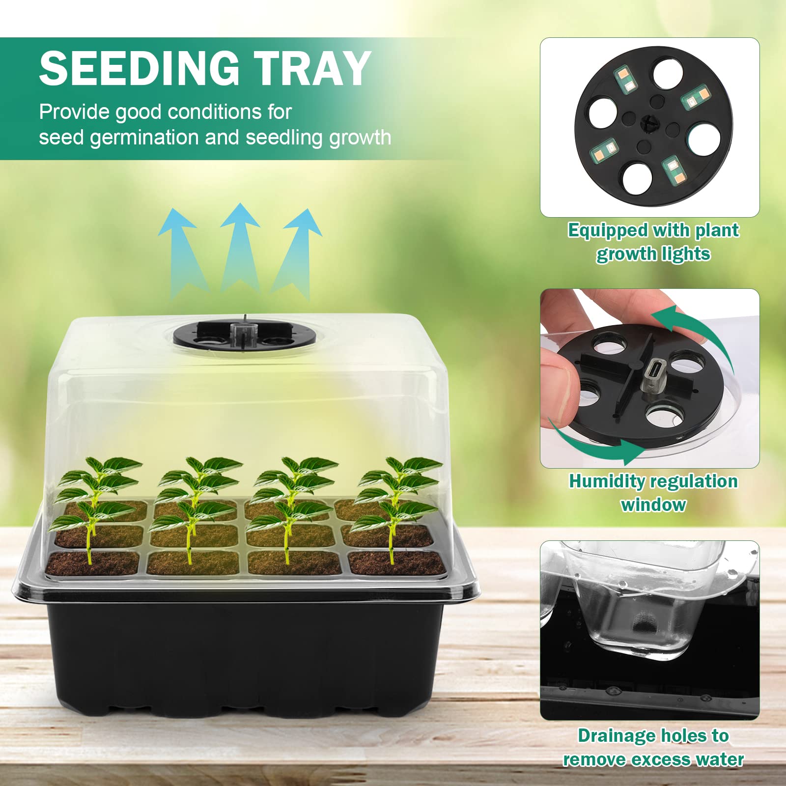 RIOGOO 6 Pack Seed Starter Tray with Grow Light, Timing Seed Starter Kit with Adjustable Brightness & Humidity,Greenhouse Germination Kit for Seed Growing Starting (12x6,72 Cells)