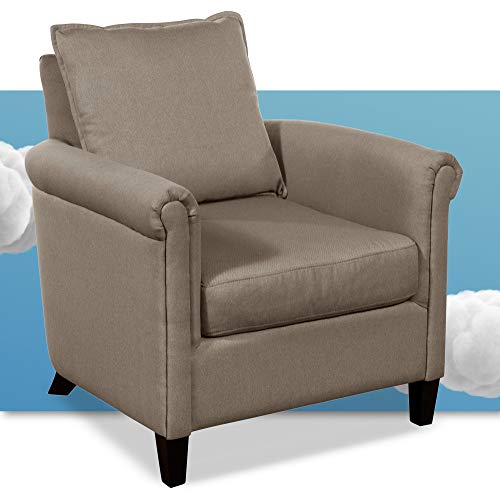 Serta Jackson Contemporary Accent Chair, Fabric Upholstery with Padded Round Arms, Deep Comfortable Seat and Pillow Back, Taupe