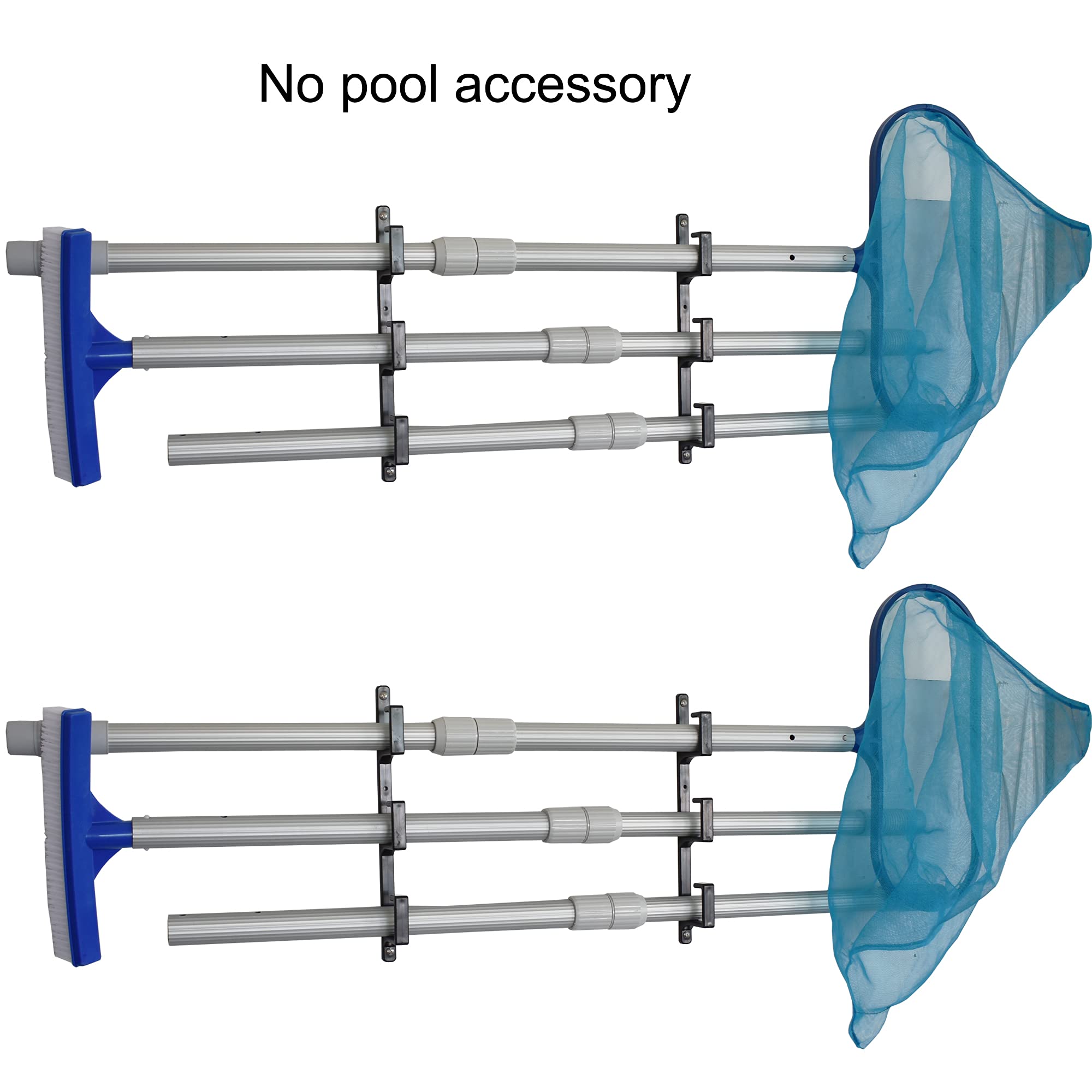YYST Black Pool Hanger Hook for Pool Telescoping Pole, Telescopic Poles,Vacuum Hose,Leaf Skimmer, Brushes, Poles with Nets & Attachments (4)