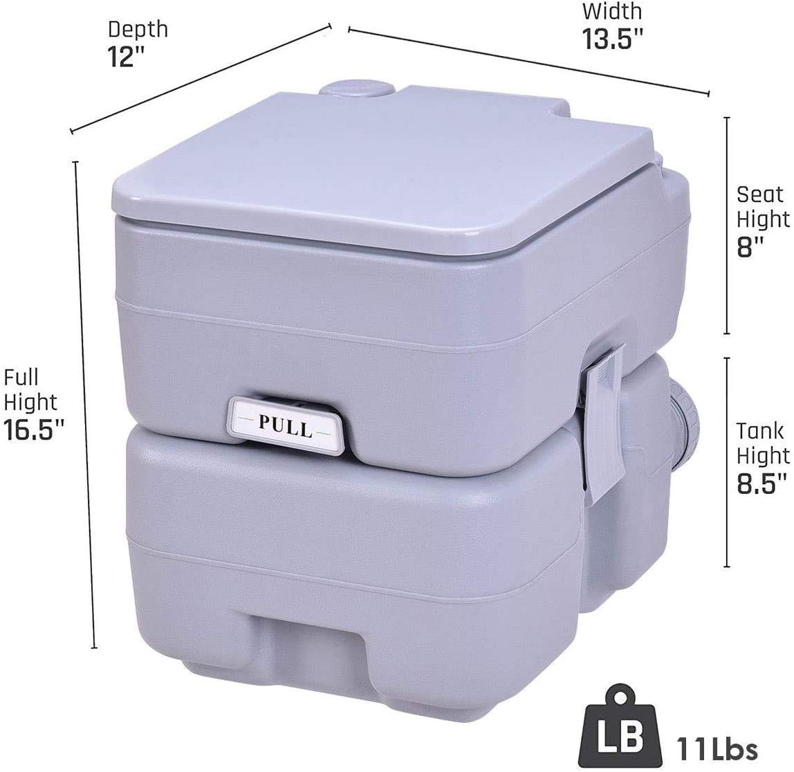 S AFSTAR Portable Flush Toilet Potty Commode 5.3 Gallon 20L for Camping RV, Boating and Other Recreational Activities, Powerful Push Pump Compact Commode w/Waste Tank & Built-in Rotating Spout
