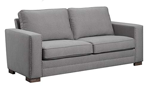 Serta Hemsley Contemporary Upholstered Sofa with Nail Detailed Trim, Modern Living Room Fabric Couch, Track Arm, 81", Soothing Pewter