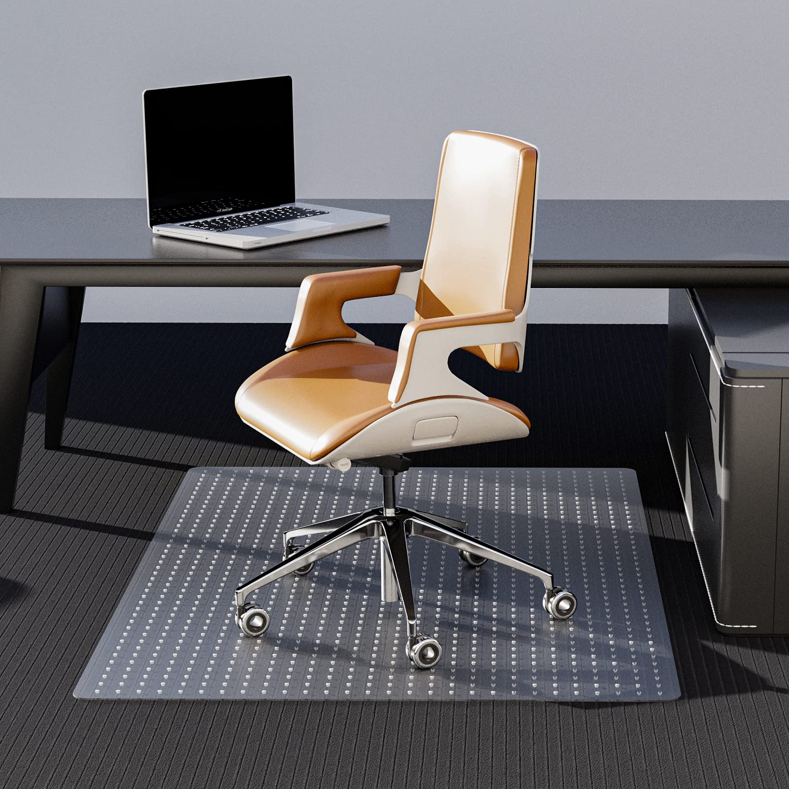 Office Chair Mat for Carpet with Lip, 48"X36" 2.2mm Thick, Desk Chair Mat with Studs for Low, Standard, and No Pile Carpeted Floors, Easy Flat and Glide, Transparent and Sturdy