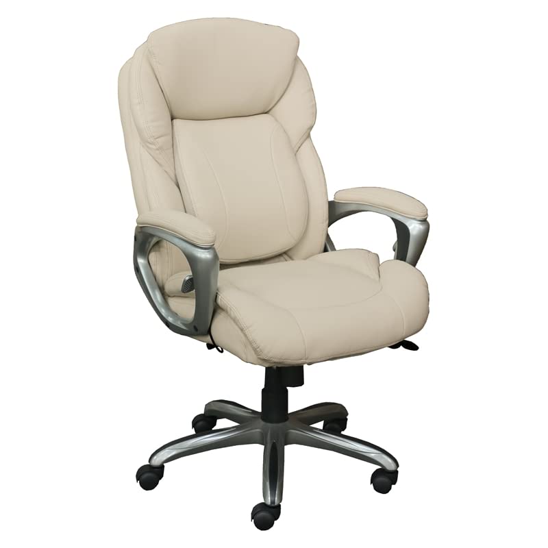 Serta My Fit Executive Office Adjustable Ergonomic Chair with Layered Cushions, Bonded Leather, 360 Motion Support, Ivory