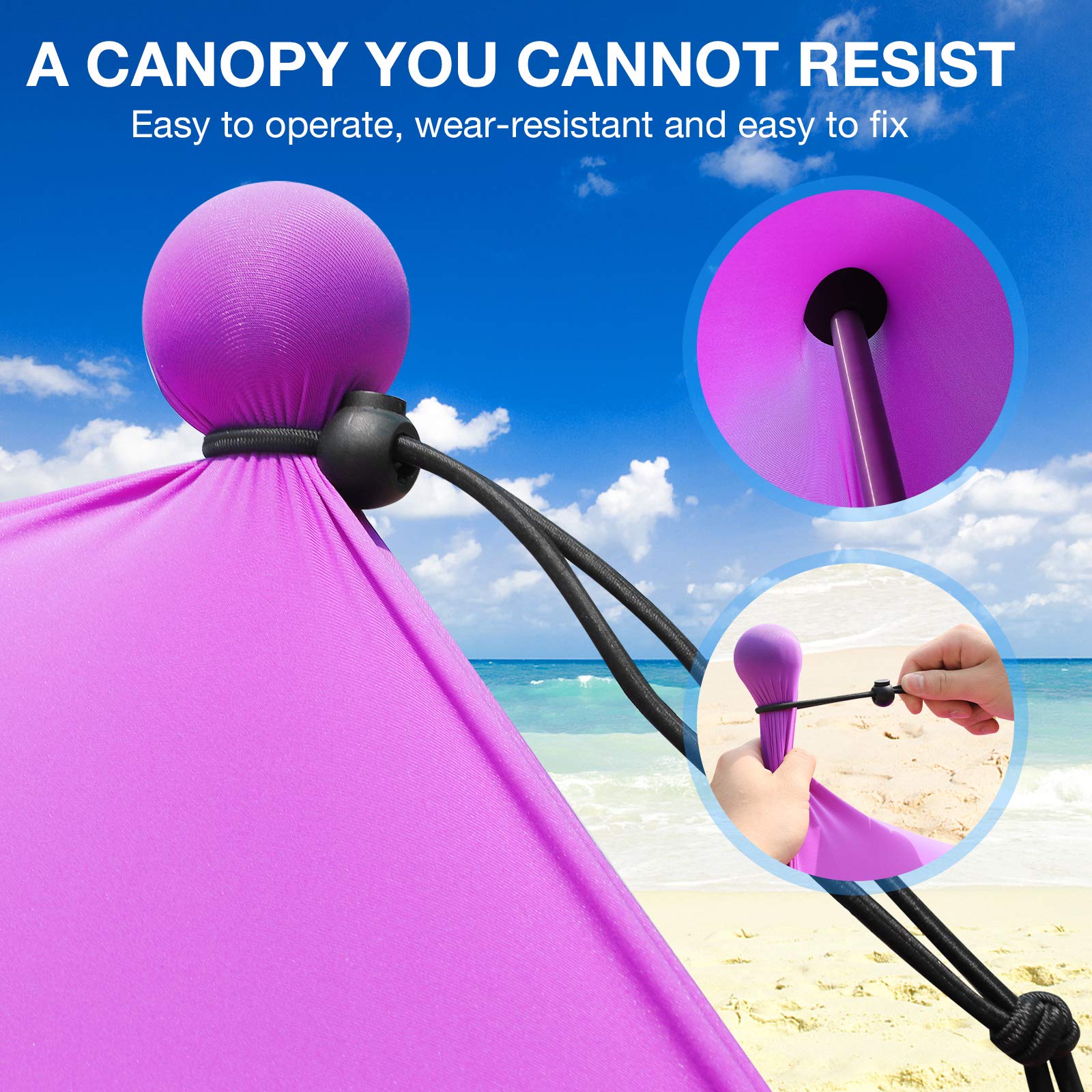 Sparklekle Pop Up Beach Tent Sun Shelter UPF50+ Outdoor Canopy Sunshade for Camping Fishing Backyard or Picnics (Violet, 7x7 ft)
