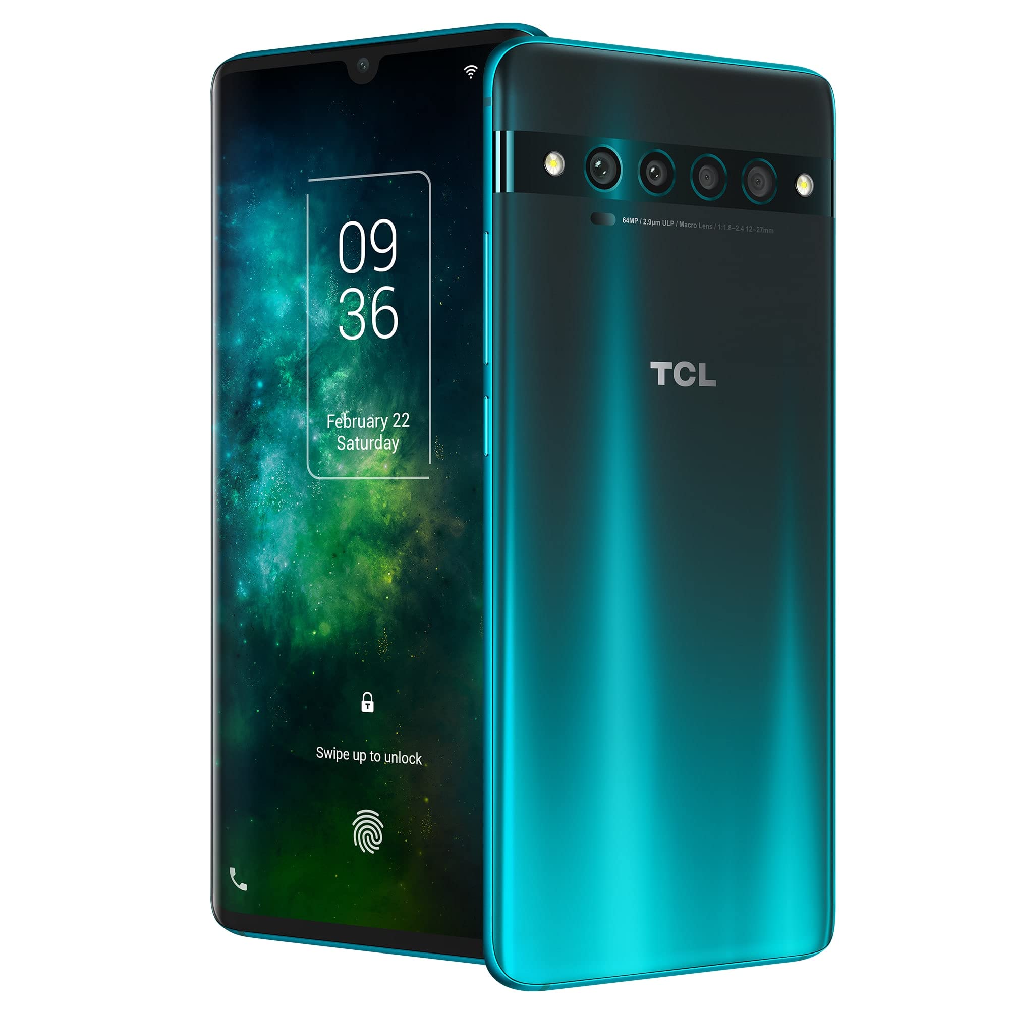 TCL 10 Pro Unlocked Android Smartphone with 6.47" AMOLED FHD + Display, 64MP Quad Rear Camera System, 128GB+6GB RAM, 4500mAh Fast Charging Battery - Forest Mist Green