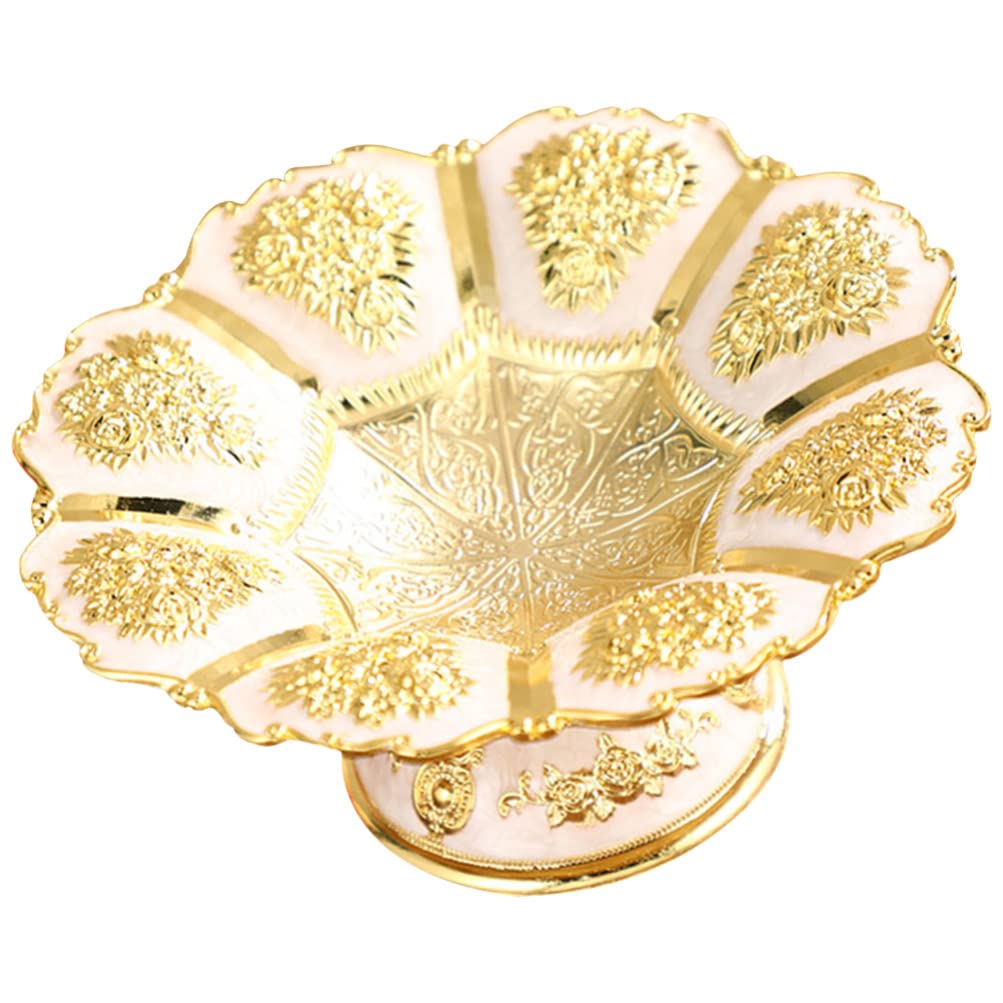 UPKOCH Buddhist Fruit Tray Offering Plate Footed Fruit Bowl Decorative Centerpiece Pedestals Bowl for Home Restaurant Party Fruit Candy Golden