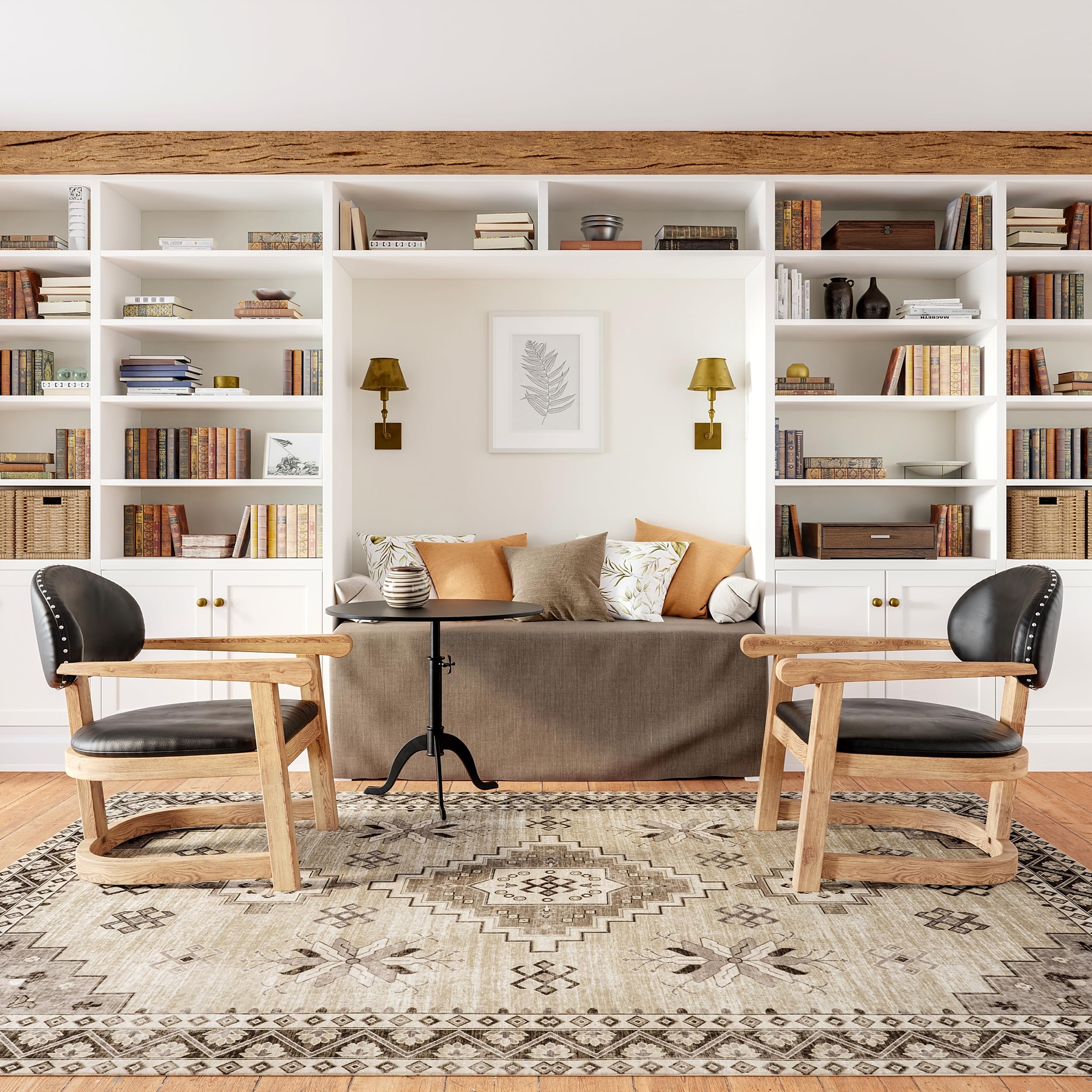 Rugs USA x Lauren Liess Clovebud Geometric Machine Washable Area Rug, 9x12, Beige
