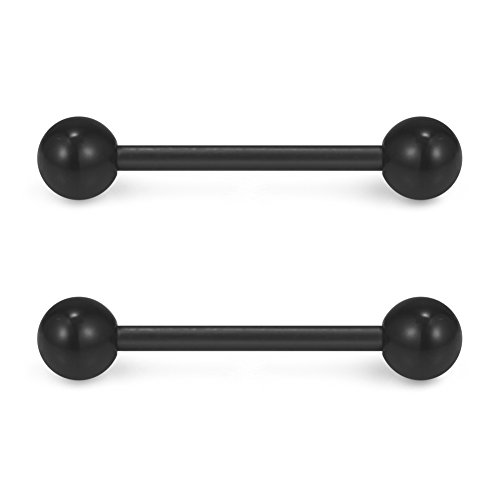 Ruifan 14G 9/16 Inch Black Bioflex Flexible Acrylic Nipple Tongue Barbell Ring Body Piercing Jewelry Retainer 16PCS