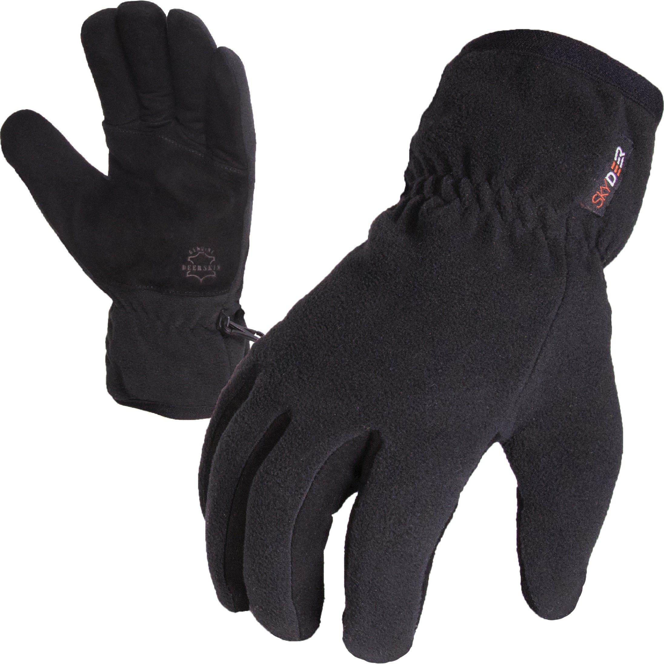 SKYDEER Winter Gloves with Premium Genuine Deerskin Suede Leather and Windproof Polar Fleece (Unisex SD8661T/L, Warm 3M Thinsulate Insulation)