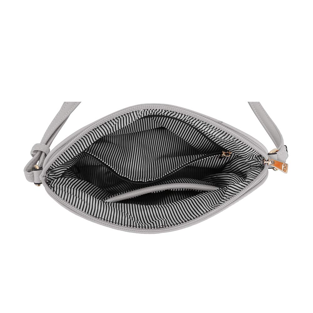 SG SUGU Lunar Lightweight Medium Dome Crossbody Bag Shoulder Bag with Double Tassels | Zipper Pocket | Adjustable Strap|Gray/Dark Gray