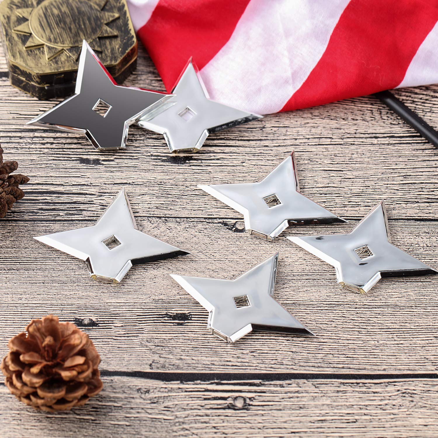 Weewooday 10 Pieces Ninja Magnets Cool Fridge Throwing Star Decorative Funny Magnets Refrigerator Magnets Office Whiteboard Magnets for Home Office