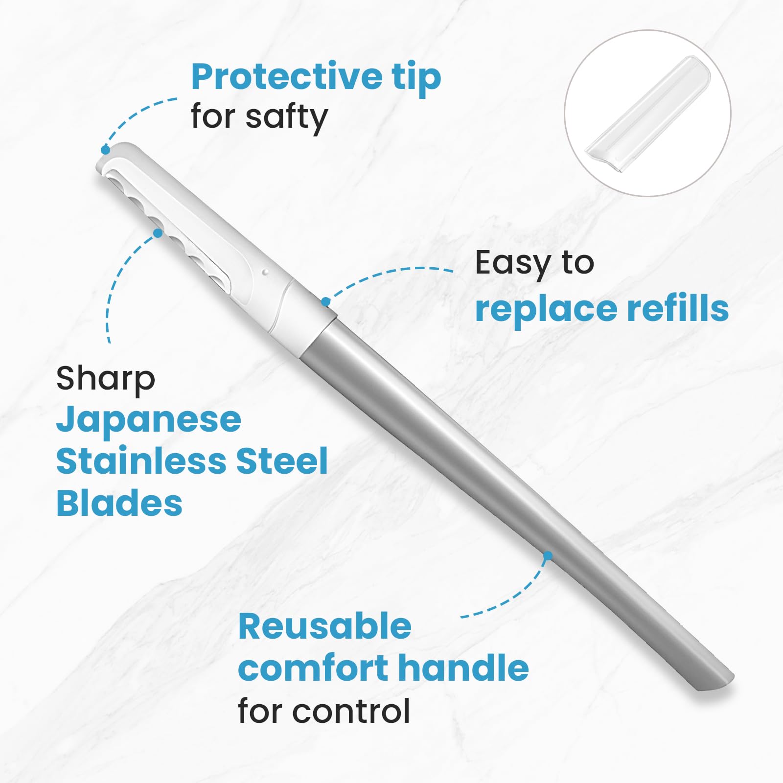 Professional Dermaplaning Tool Set - 12 Blade Refills, Face Razors for Women, Eyebrow Razor Microblades, Peach Fuzz Remover, Exfoliate and Smooth Skin