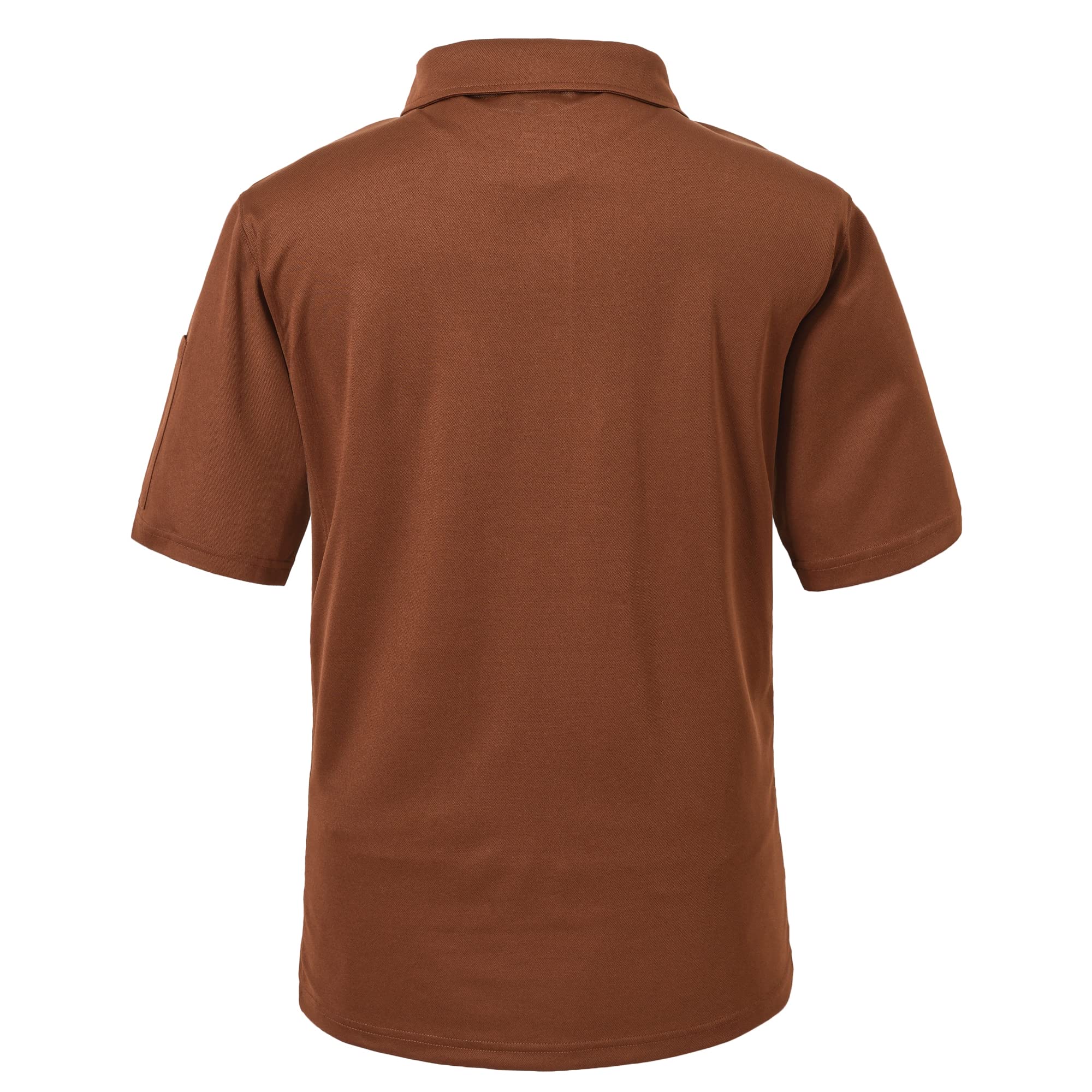 YuKaiChen Men's Polo Shirt Short Sleeve Pocket Quick Dry Lightweight Workout T-Shirts Brown L