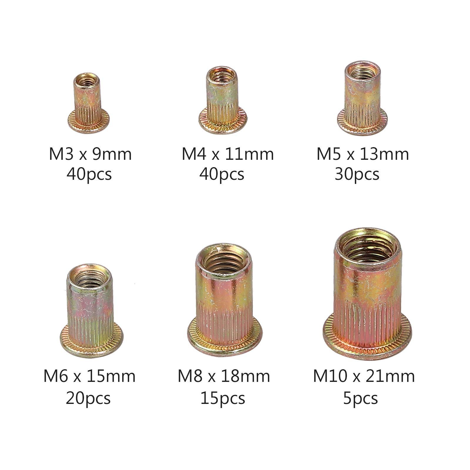 Rivet Nut Tool, Proster 14" Heavy Duty Hand Rivet Nut Thread Setter Kit with 6pcs Metric Mandrels, 150pcs Rivet Nuts