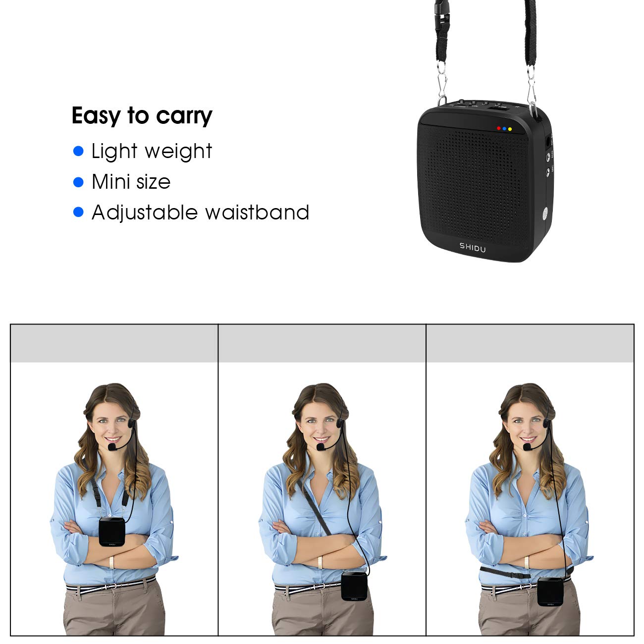 Voice Amplifier, Recbot 15W Small Portable Rechargeable Voice Amplifier for Teachers Elderly Tour Guide Classroom Training Meeting Yoga (Black)