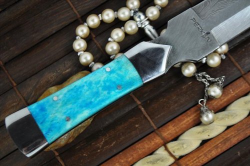 Perkin Knives - Custom Handmade Damascus Hunting Knife - Double Edge Knife