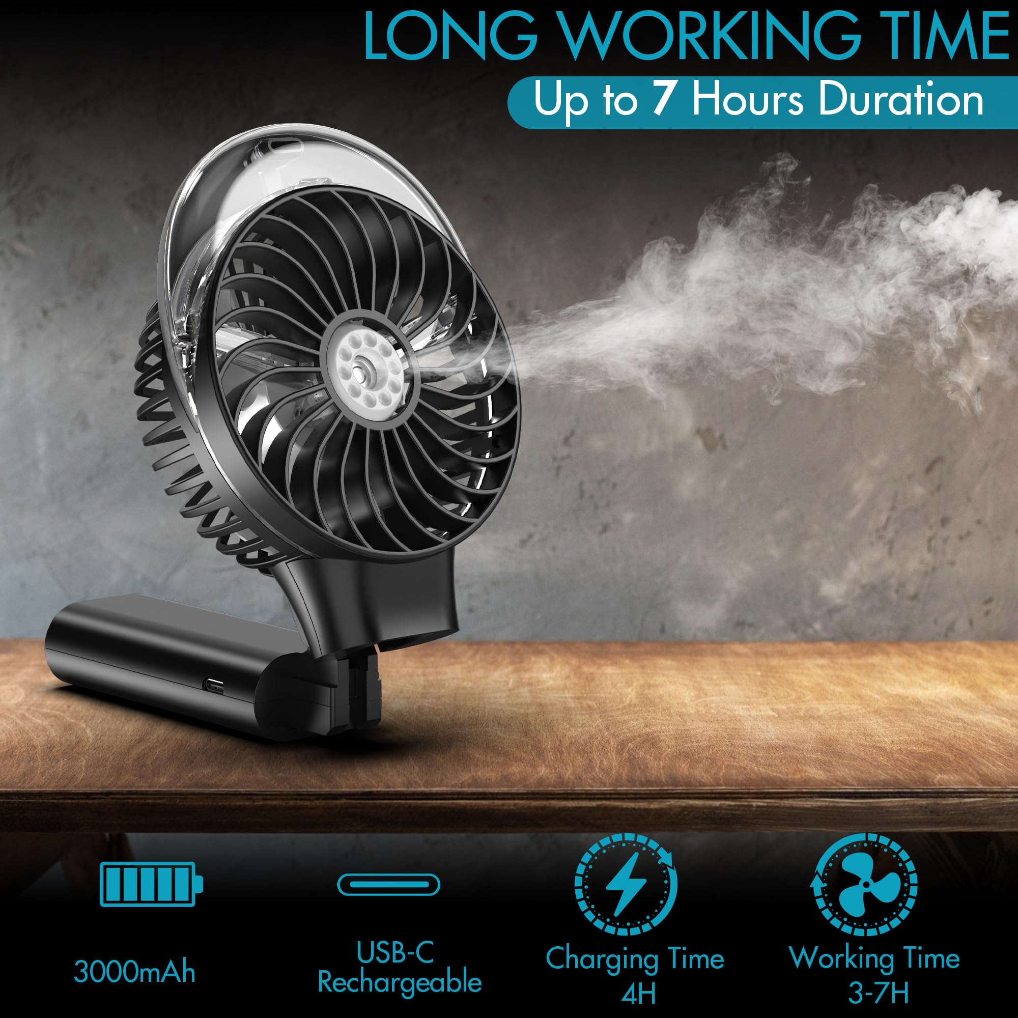 Super Mini Handheld Fan, Pocket Size Portable Battery Fan with Max 18 Hours Working Time, Strong Airflow, 3 Speeds, Natural Wind Mode, Removable Base Personal Fan For Home, Office (Pink))