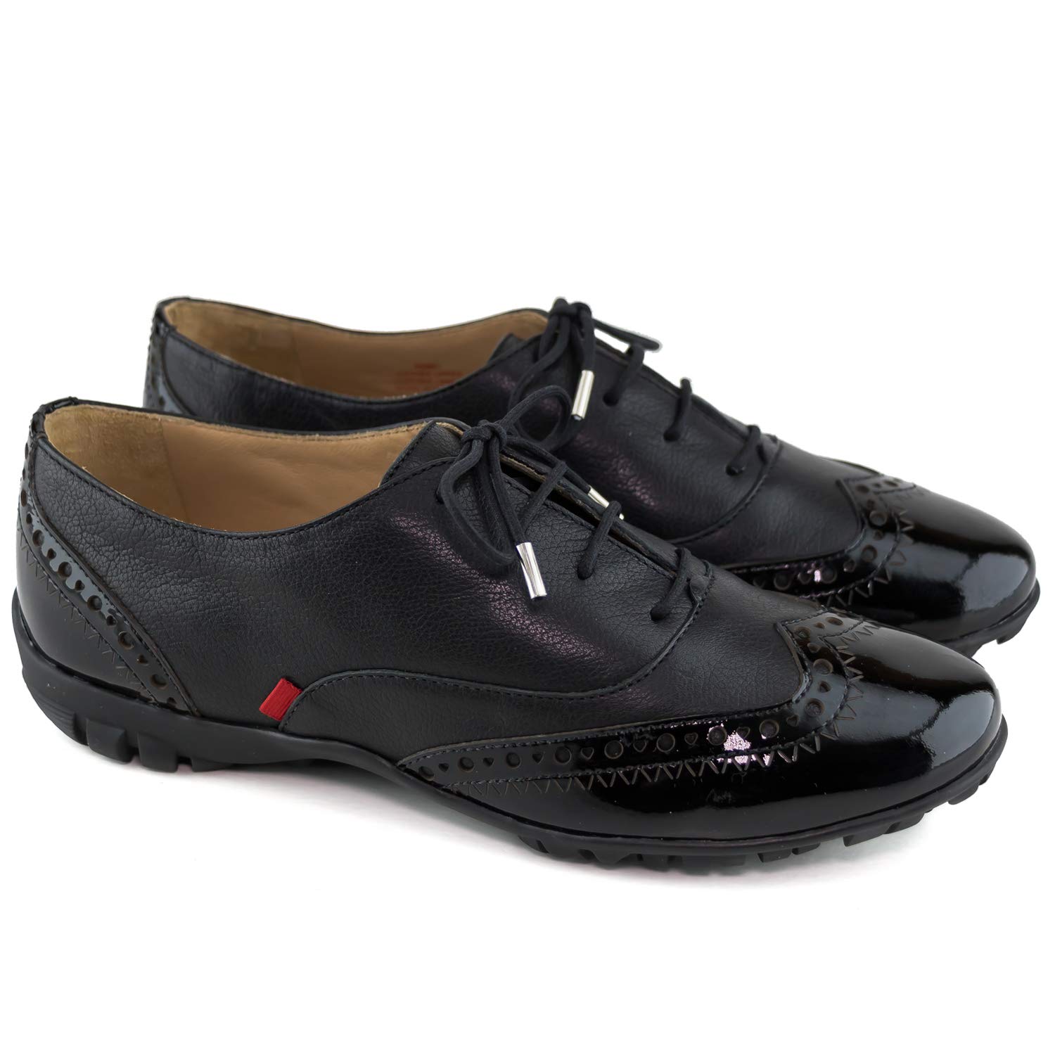 Womens Casual Comfortable Genuine Leather Lightweight Performance Spikeless Breathable Waterproof Cushion Support Laceup Golf Shoe Black Soft Patent 9