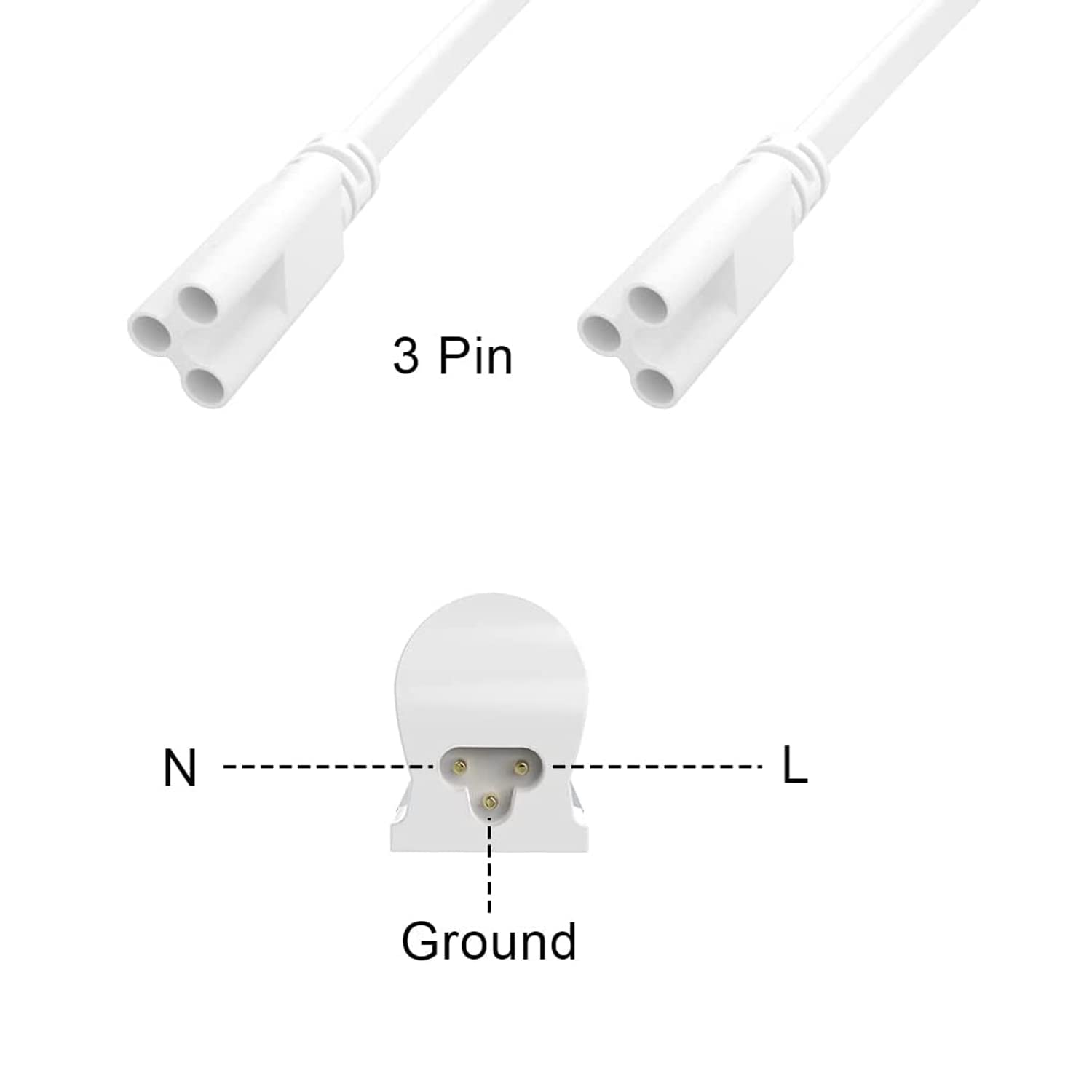 SHOPLED 5FT Plug Power Cord T5 T8 LED Tube Power Wire Cable with On/Off Switch 3 Prong PlugĀ for LED Shop Lights