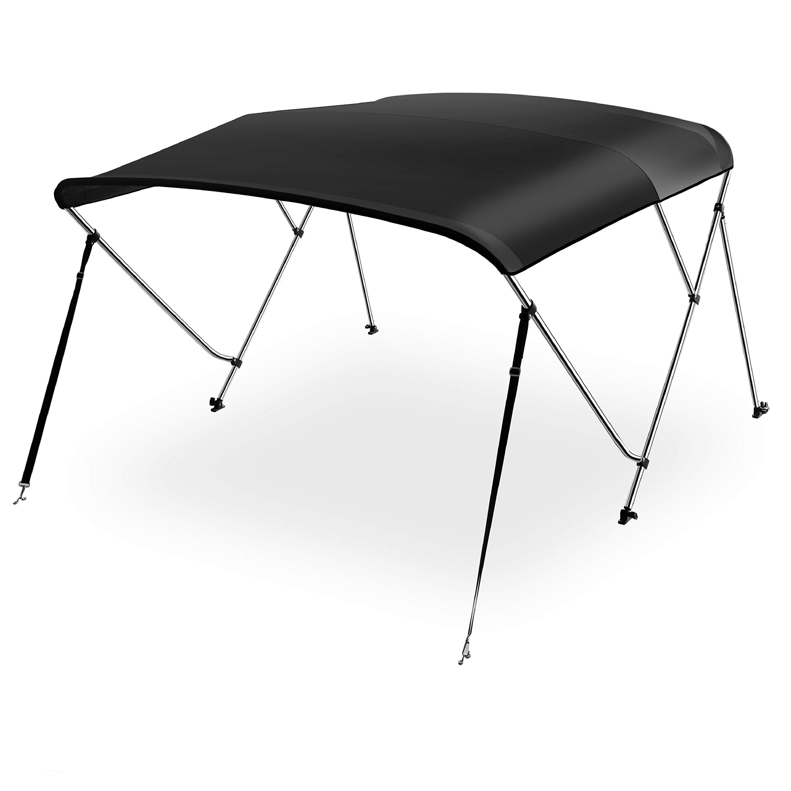 Waterproof Boat Bimini Top Cover-67-72" W 4 Bow Bimini Top Canvas Sun Shade Boat Canopy 1" Double Wall Alu Frame Tube, 2 Straps 2 Rear Support Poles, Storage Boot - SereneLife SLBT4BE678 (Beige)
