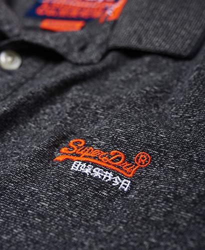 Superdry Mens Orange Label Jersey Polo Shirt Volcanic Black Feeder Size XXL