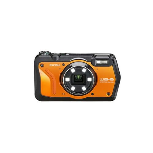 Ricoh WG-6 Webcam Orange Waterproof Camera 20MP Higher Resolution Images 3-Inch LCD Waterproof 20m Shockproof 2.1m Underwater Mode 6-LED Ring Light for Macro Photography