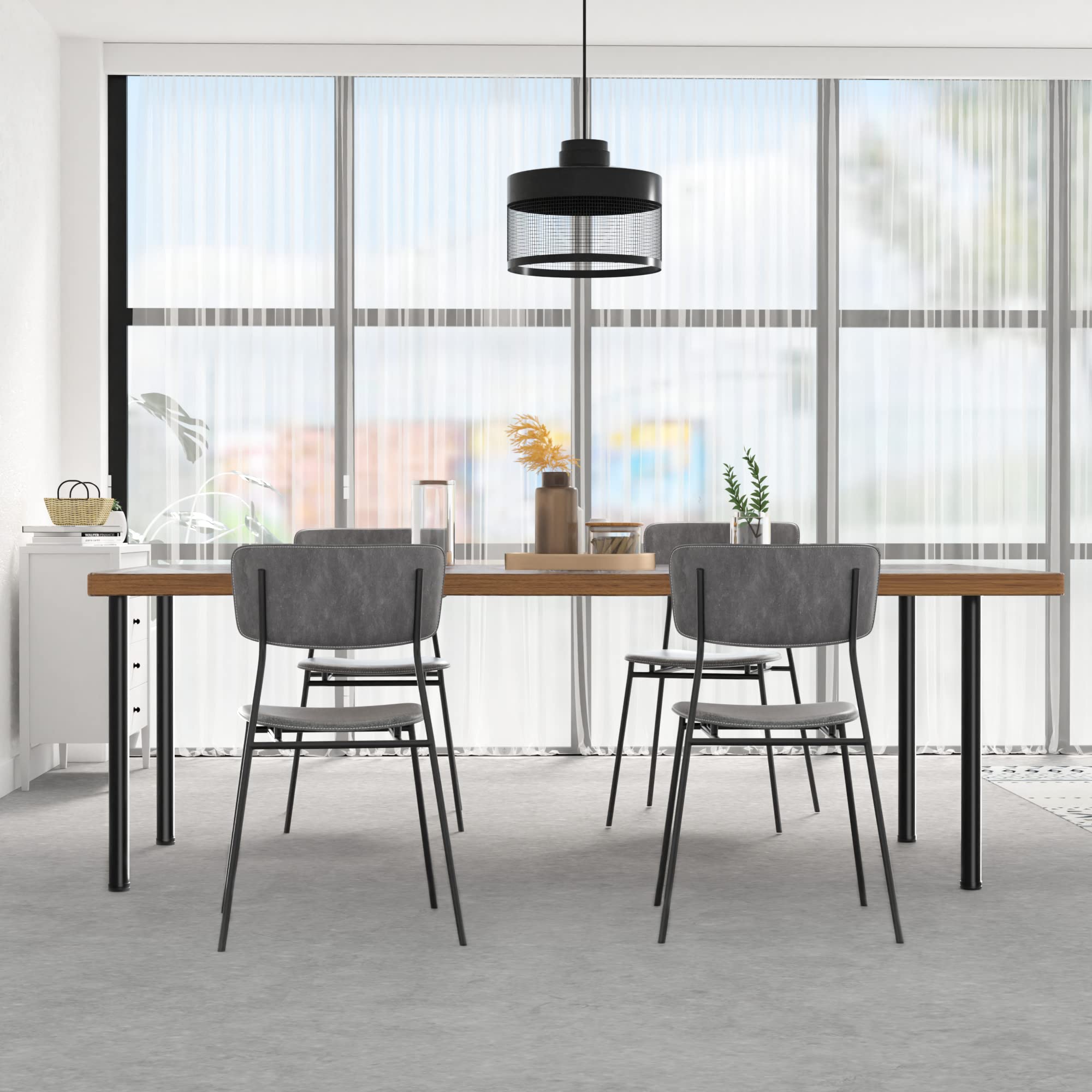 WINSOON 28 Inch Adjustable Metal Table Legs Heavy Duty Durable Office Furniture Legs Kitchen Dinner Desk Legs Set of 4, Black
