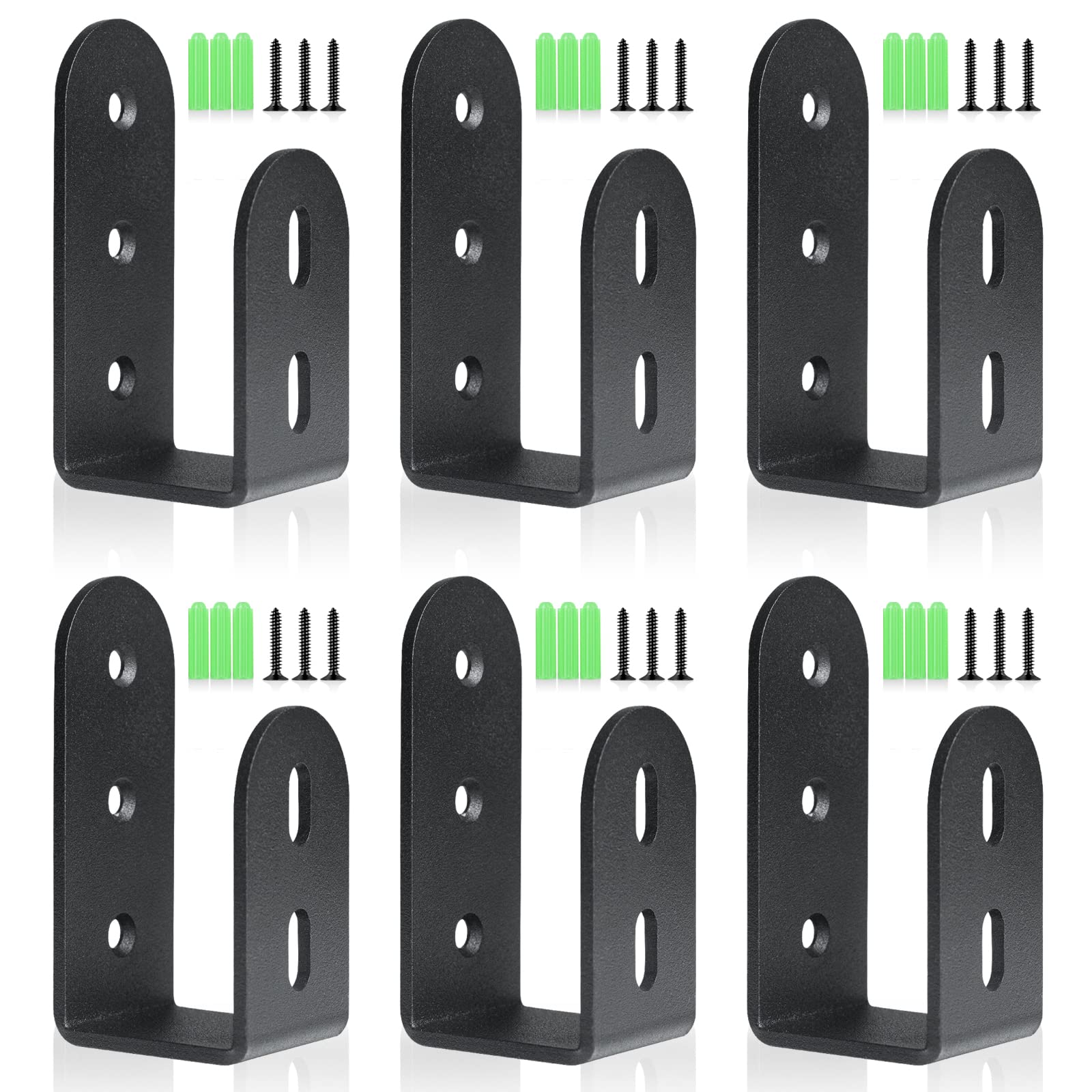 Riuog U bracket, door security bar, Heavy Duty Door Security Brackets for 2 x 4 Lumber (with Screws),Open Bar Holder Steel U Bracket Door Barricade fit for Indoor,Outdoor Door Security (6 Pack)