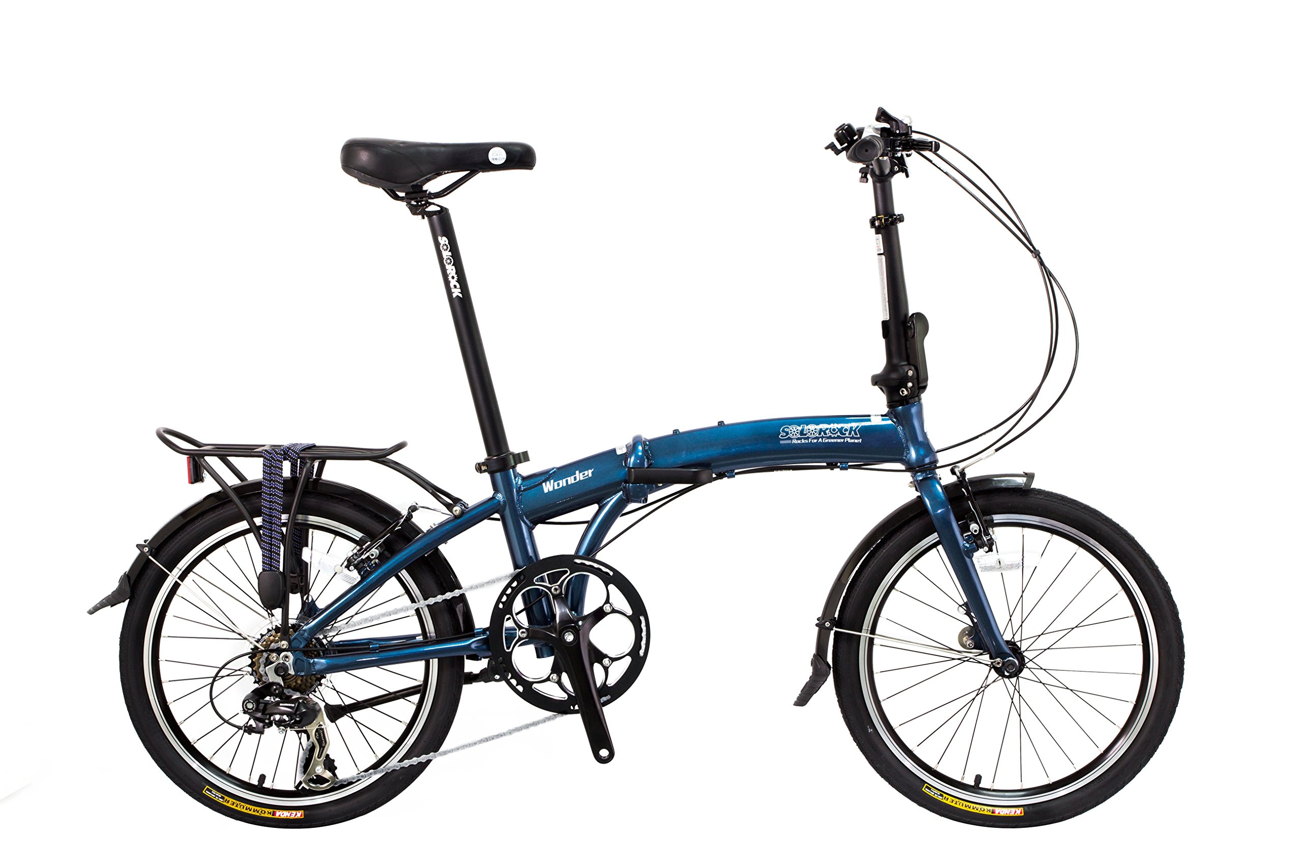 SOLOROCK 20" 8 Speed Aluminum Folding Bike - Wonder V Brakes (Metallic Blue)