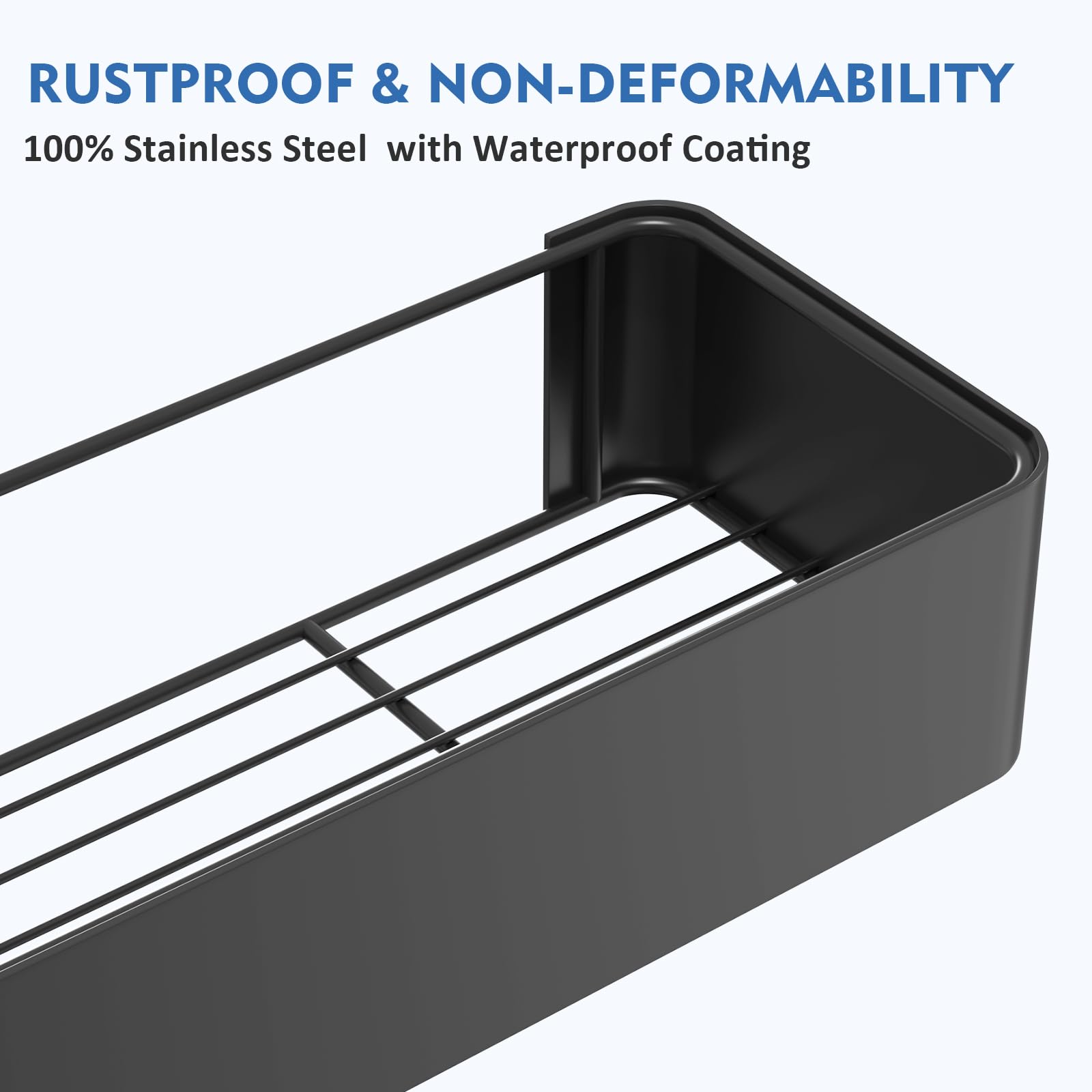 Shower Caddy-2 Pack Large Rustproof Stainless Steel Shower Shelves For Inside Shower, Self Adhesive Shower Organizer For Bathroom Wall Storage, Black Shower Rack, No Drilling Shower Shample Holder