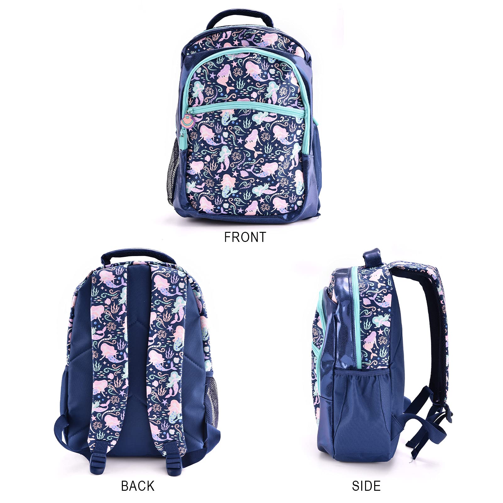 SPENCIL School Backpack for Girls & Boys, Large Cute Cartoon Print Light Weight Elementary Backpack for Kids (mermaid)